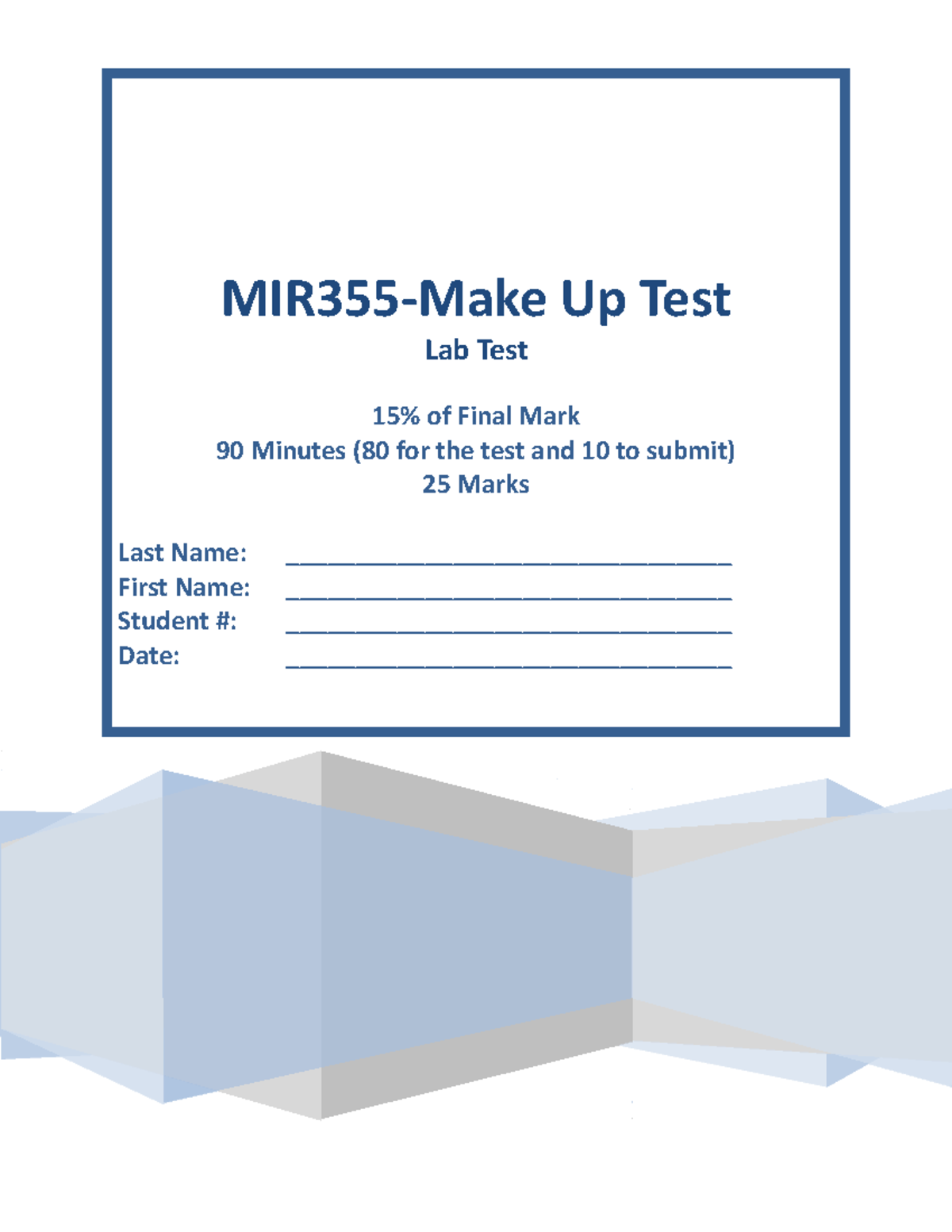 Test 1 10 April 2020, questions and answers - [Year] MIR355-Make Up ...