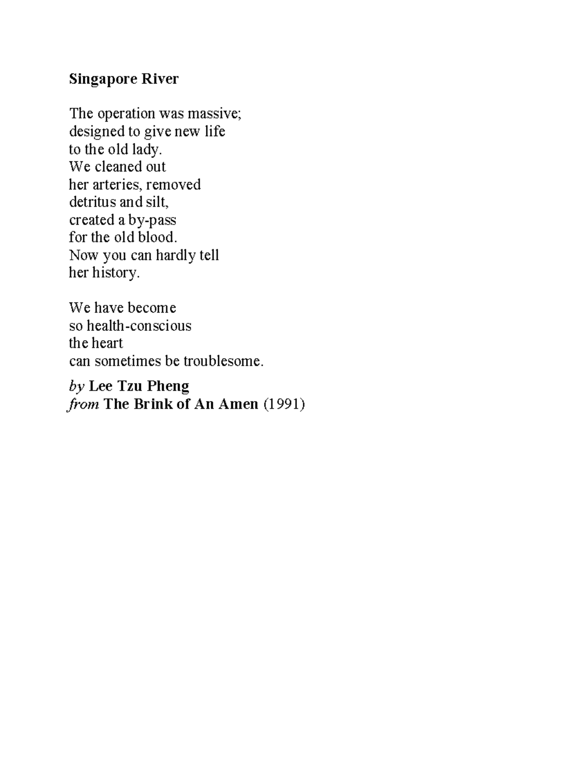 Singapore River- poem - M A English Language and Literature - Singapore ...