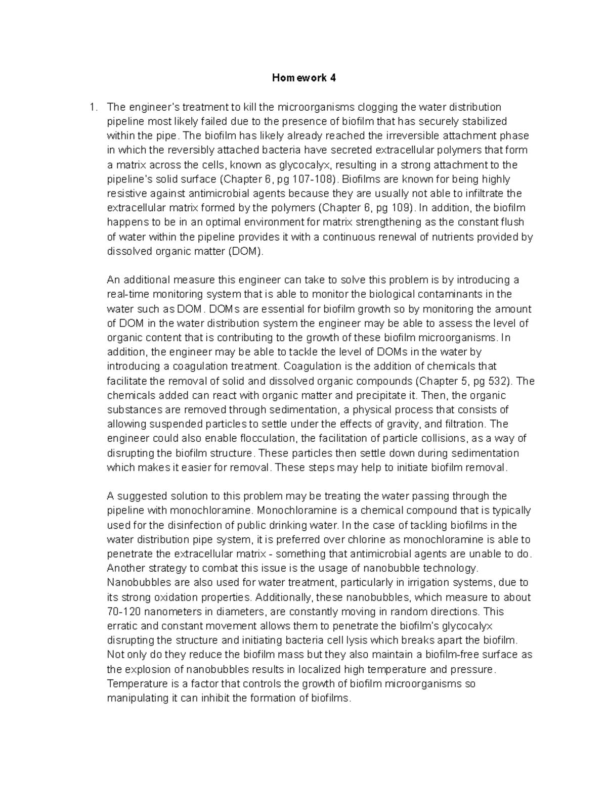 Environmental Microbiology Homework 4 - Homework 4 The engineer’s ...