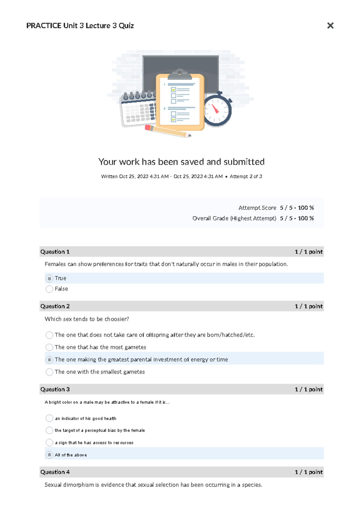 U3L3 - Quiz - PRACTICE Unit 3 Lecture 3 Quiz 1 2 Your work has been ...
