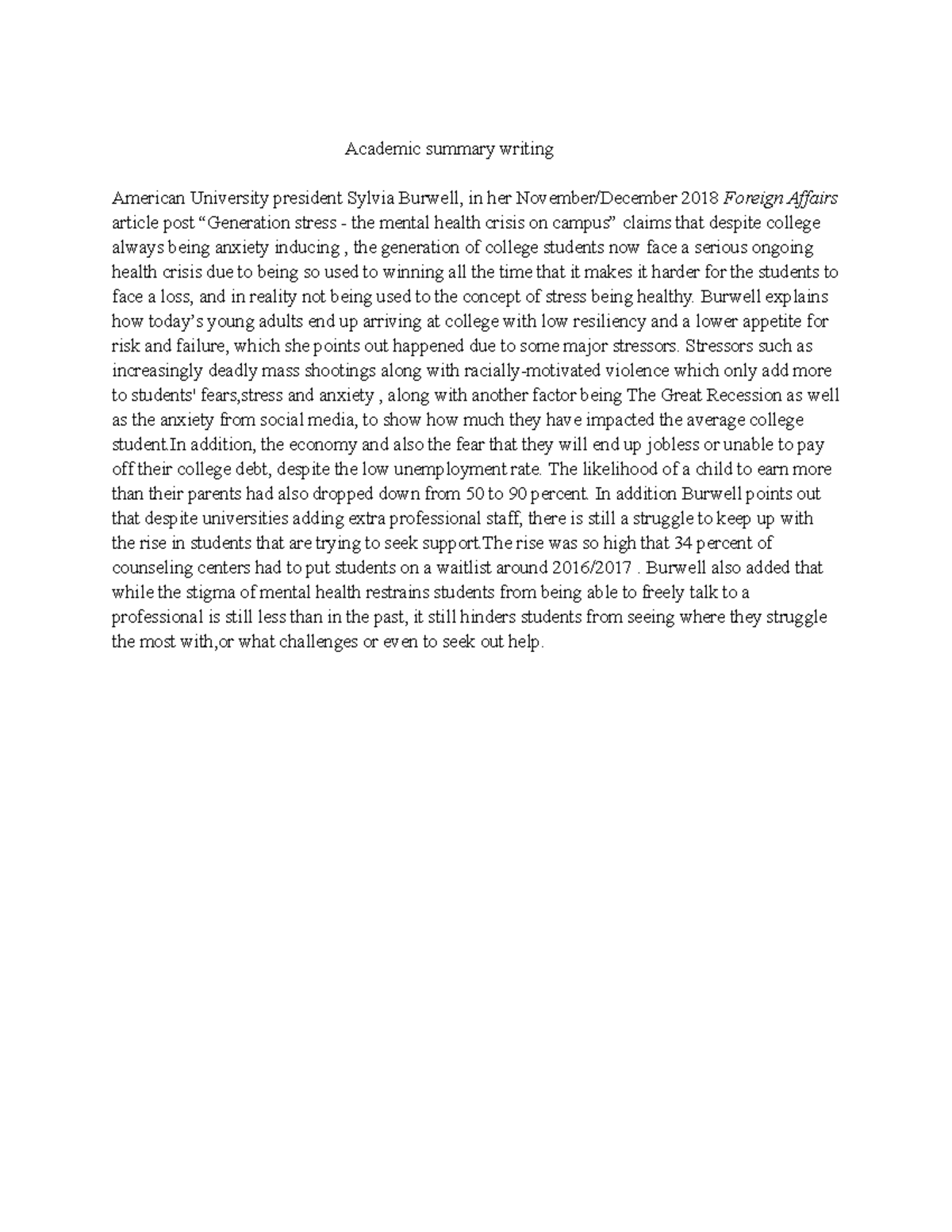 Academic Summary writing - Academic summary writing American University ...