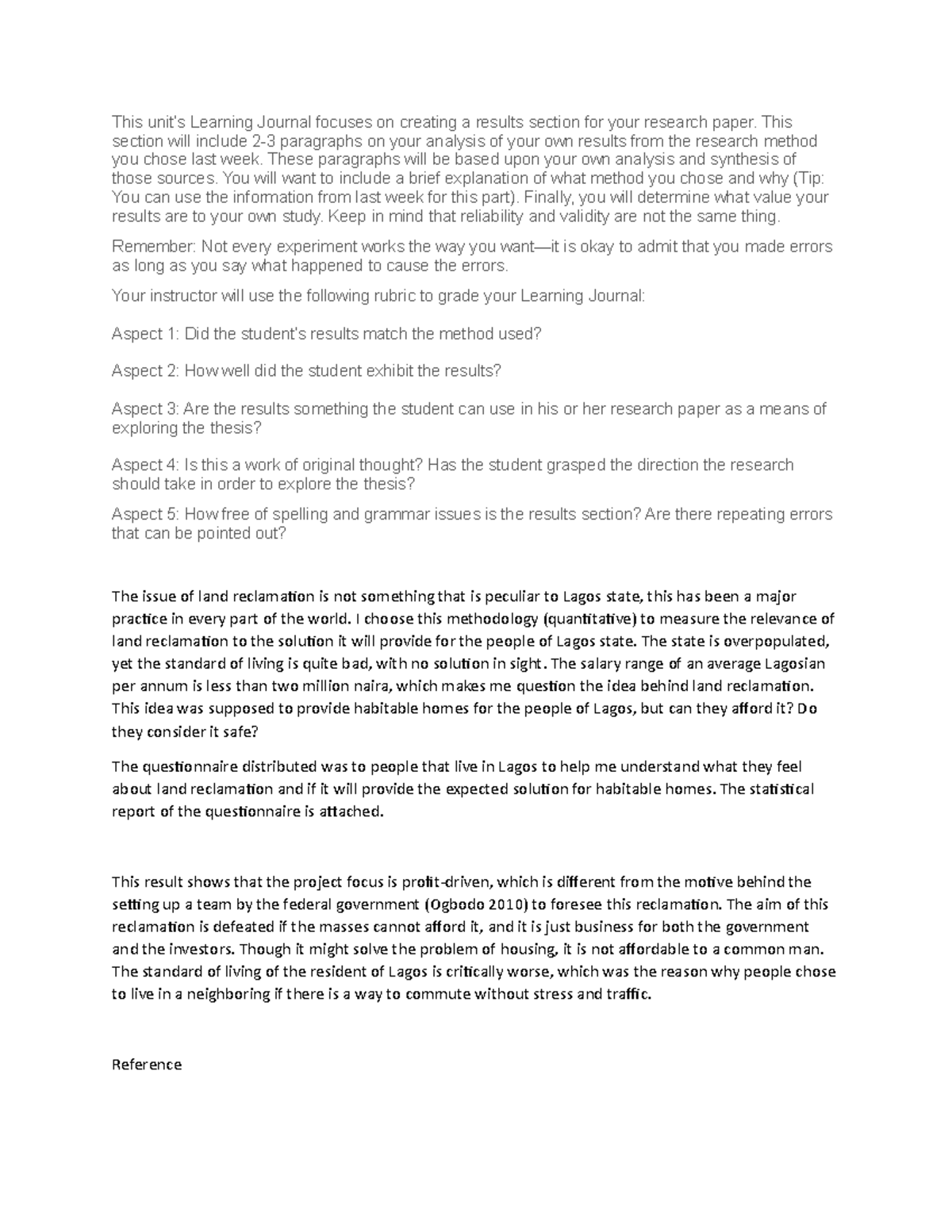 L J WEEK 5 - LEARNING JOURNAL - This unit’s Learning Journal focuses on ...