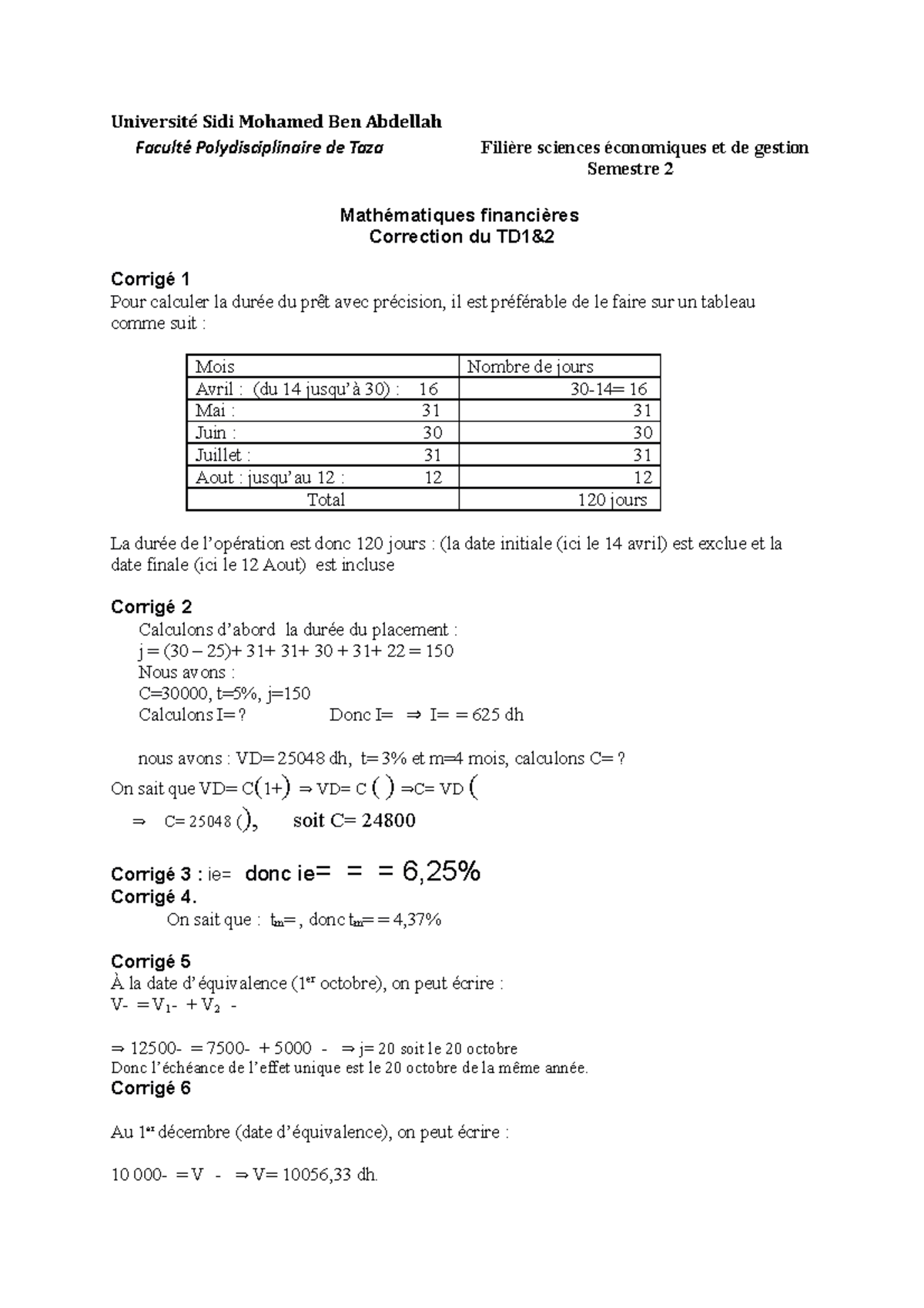 Seance 1.1(Correction du TD 12) - Université Sidi Mohamed Ben Abdellah ...