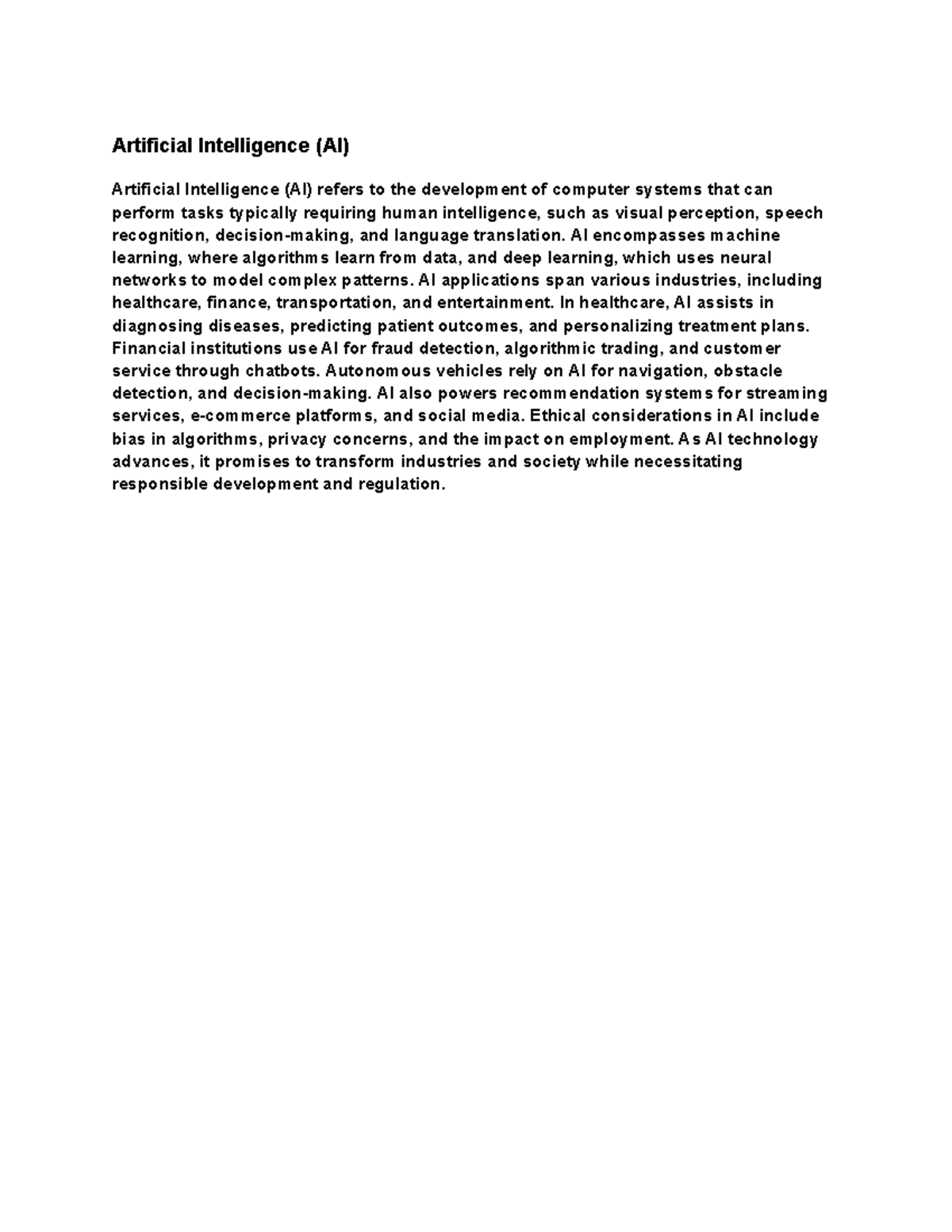 AI long - Mechanical engineering lecture notes - Artificial ...