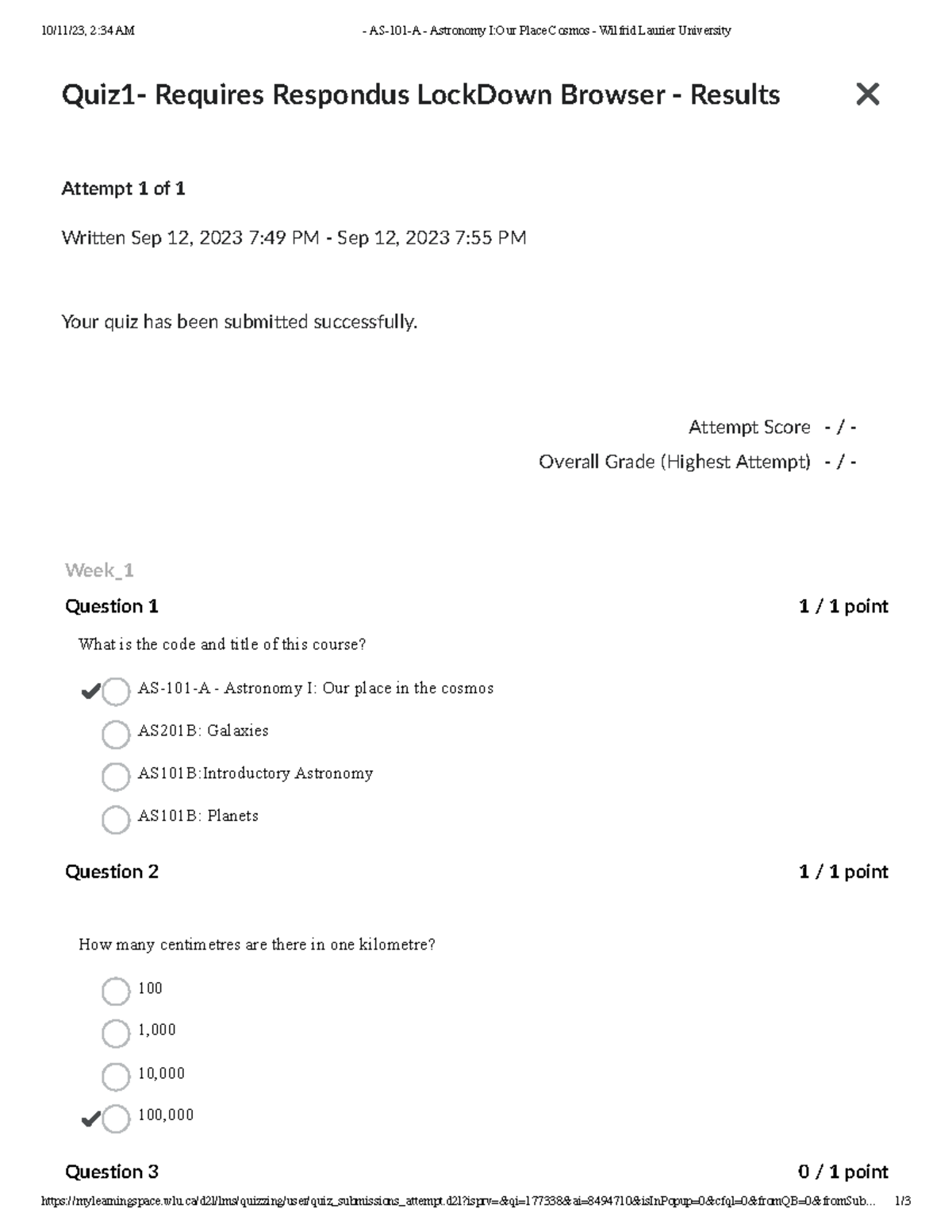 - AS-101-A Q 1- Astronomy I Our Place Cosmos - Wilfrid Laurier ...
