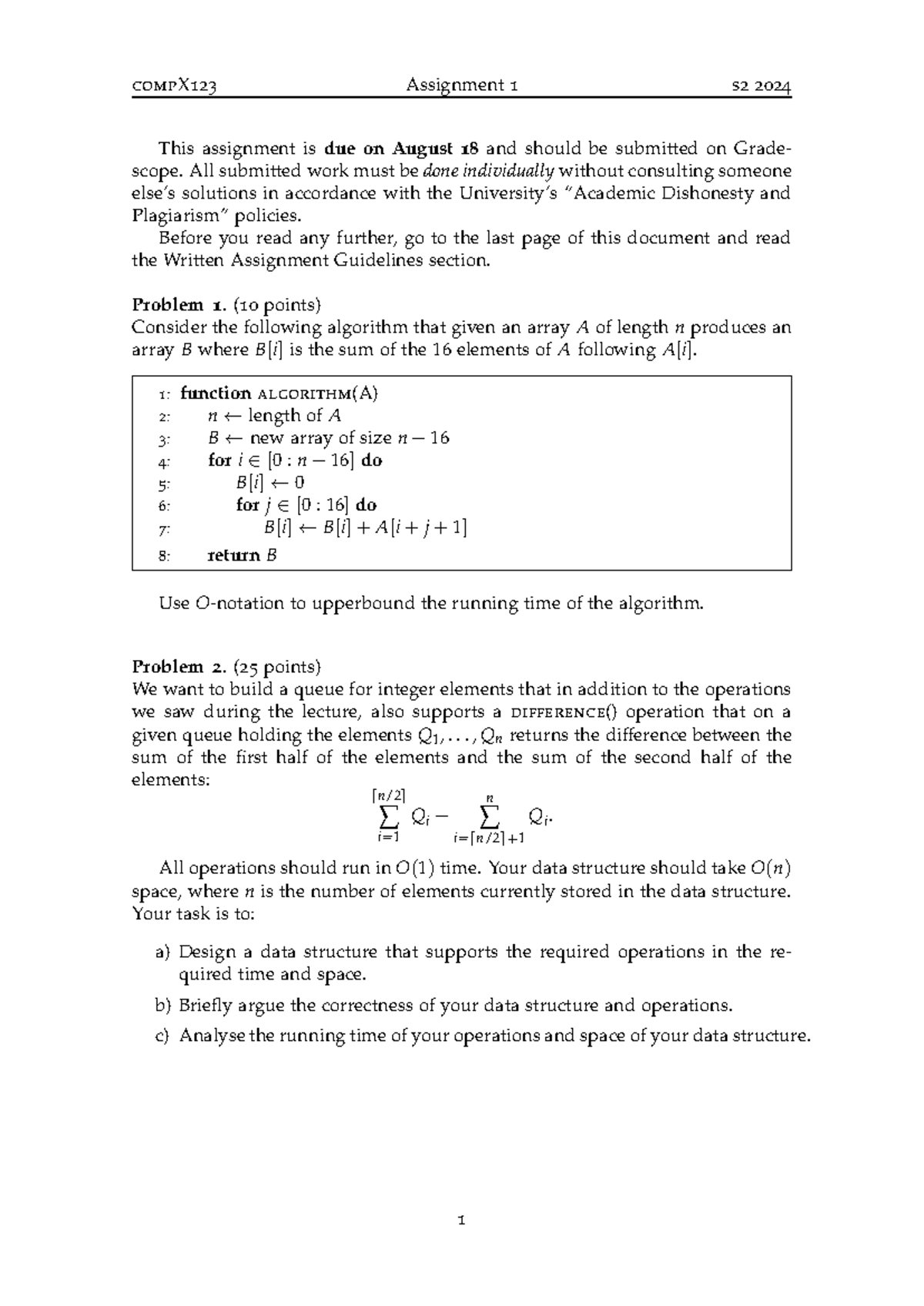 Assignment 1 - All submitted work must be done individually without ...