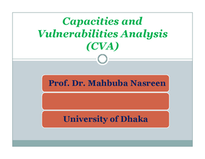 Vulnerability - Course 101 Vulnerability and Capacity Assessment 3/21/ VCA is a key component of ...