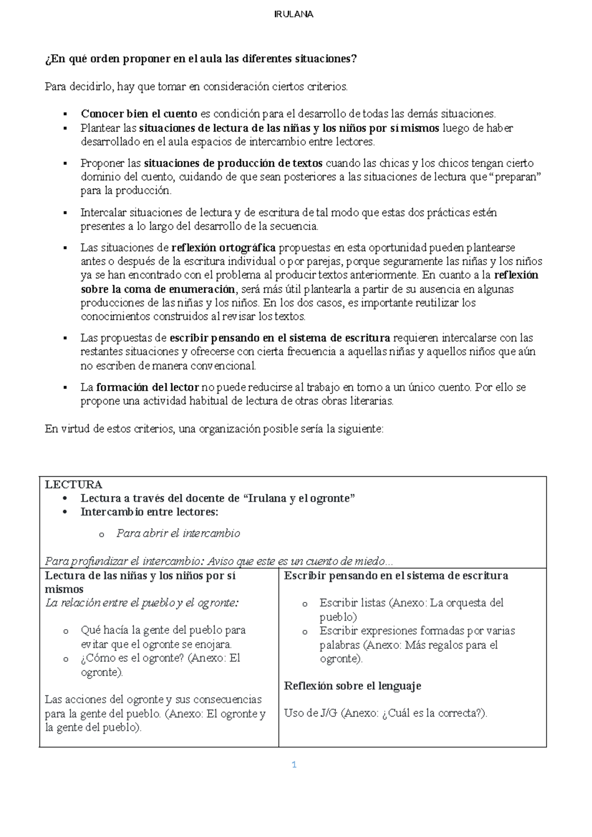 Irulana - ¿En qué orden proponer en el aula las diferentes situaciones ...