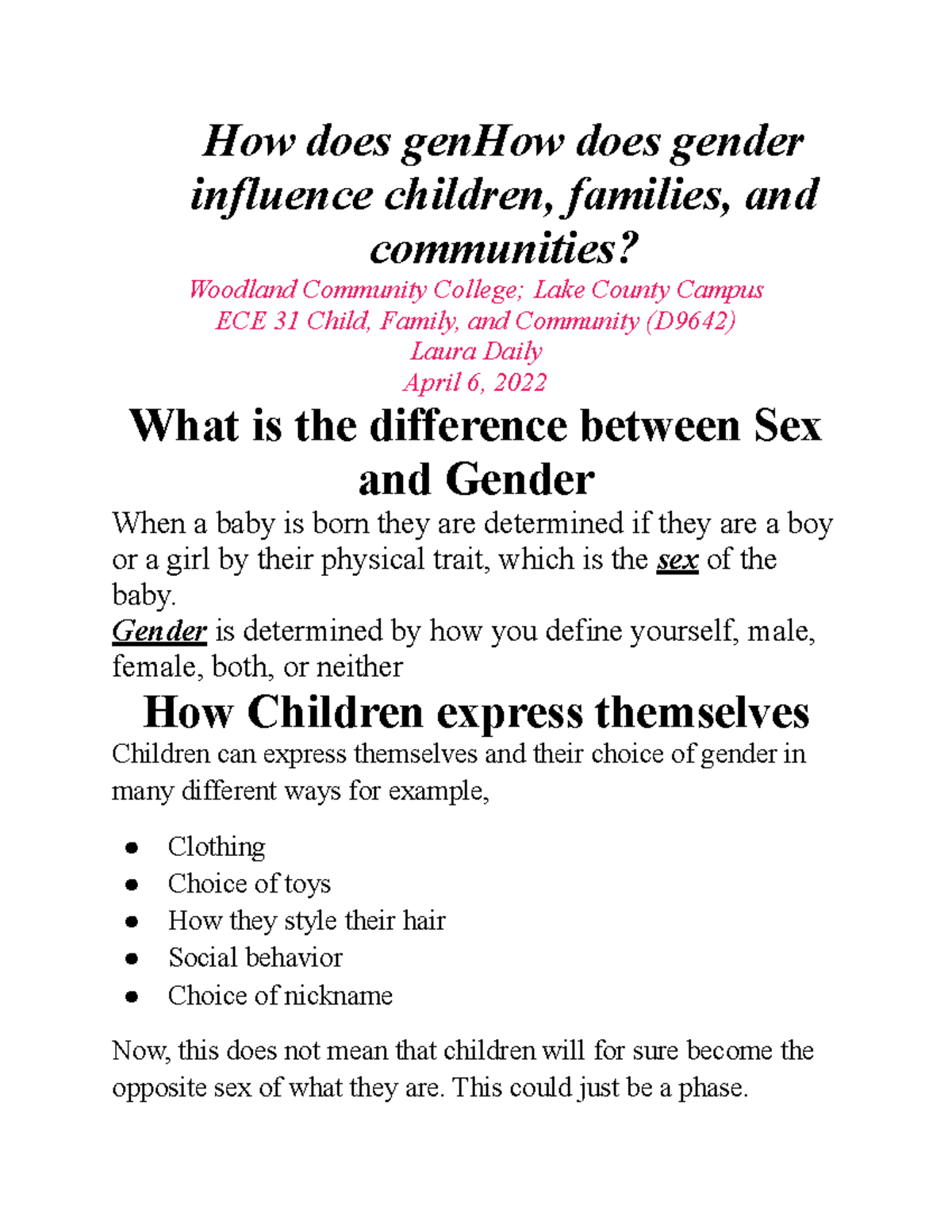 Slides - essay - How does genHow does gender influence children ...