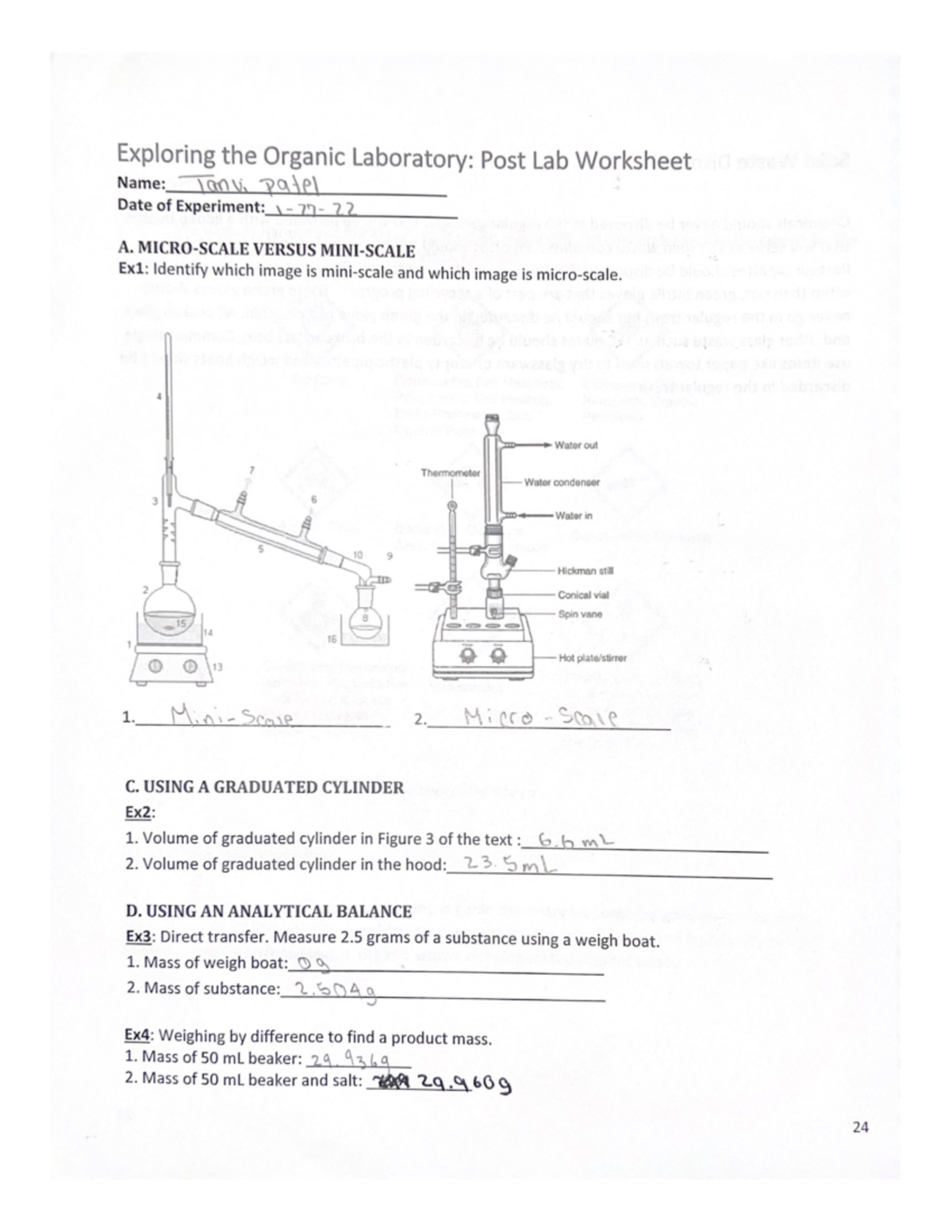 Exploring the Organic Laboratory Post Lab Worksheet - CHM2210L - Studocu