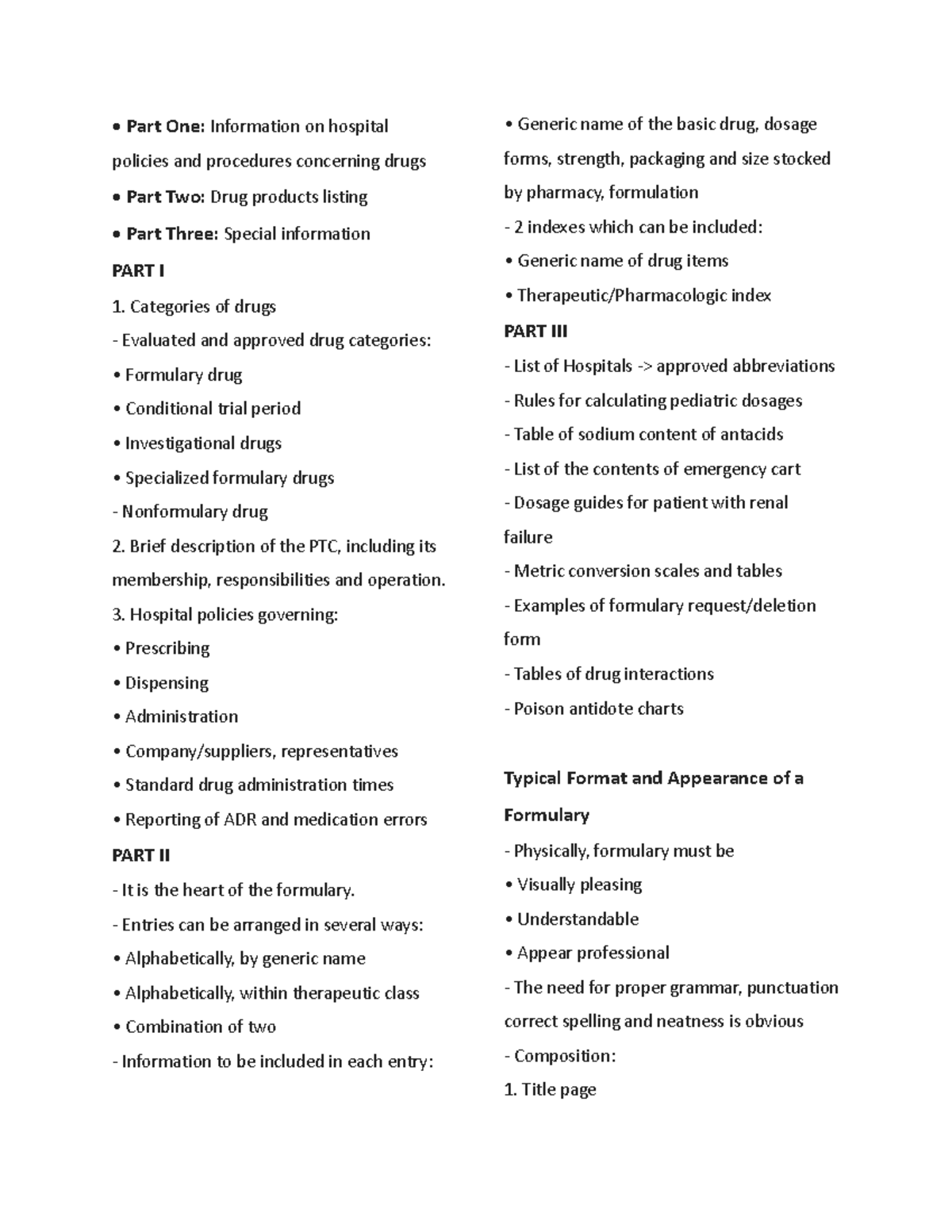 PHOS311- Midterm 1 - Notes - • Part One: Information on hospital ...