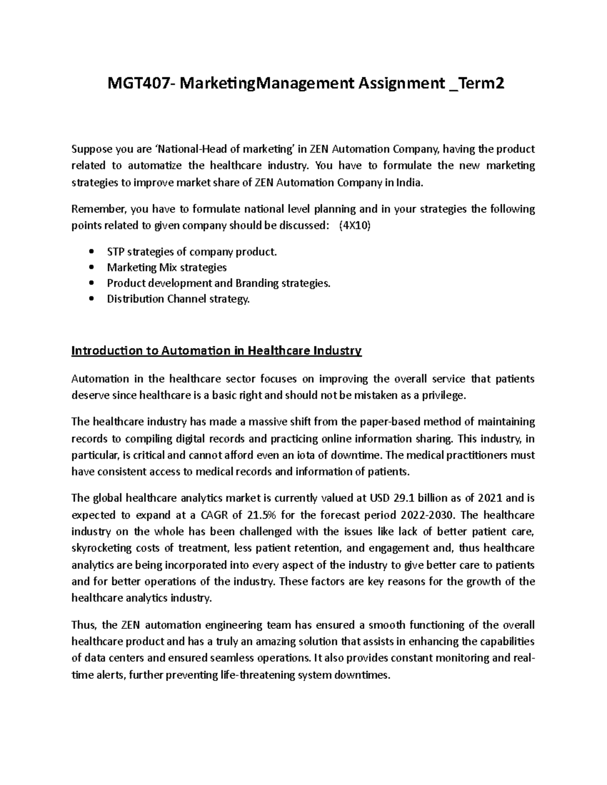 Marketing Management Assignment Mercy - MGT407- MarketingManagement ...