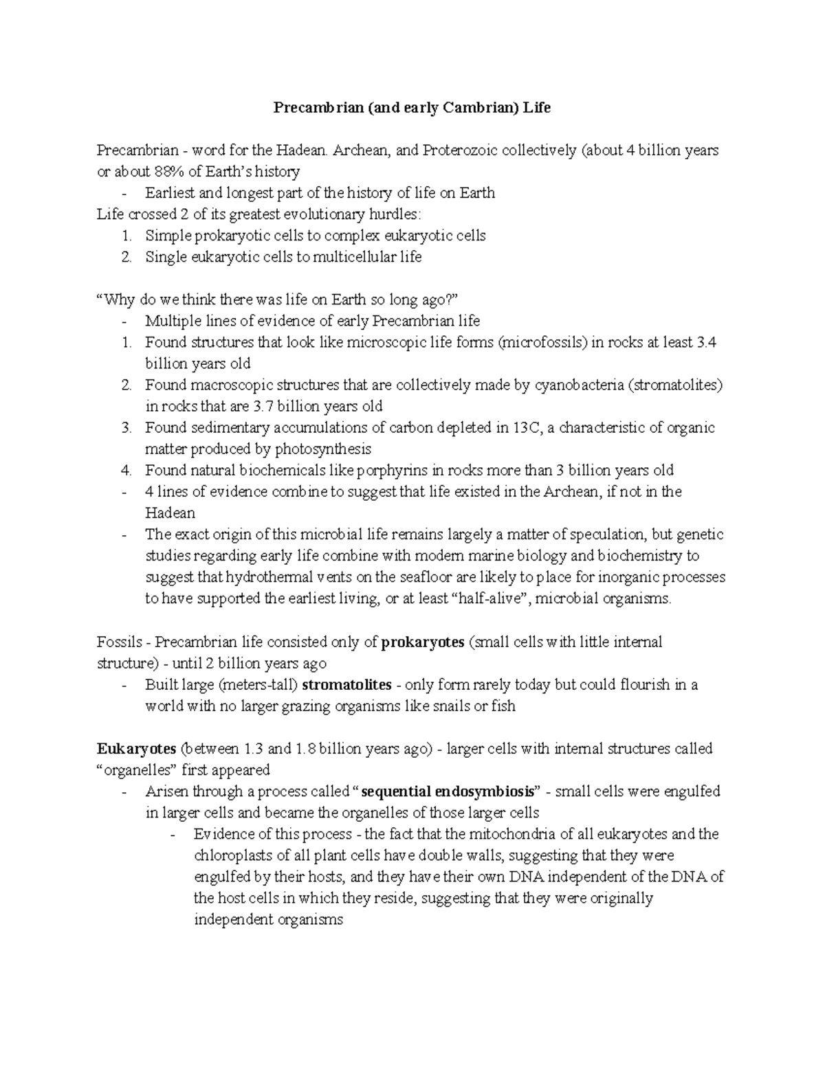 Geology - Precambrian Life - Precambrian (and early Cambrian) Life ...