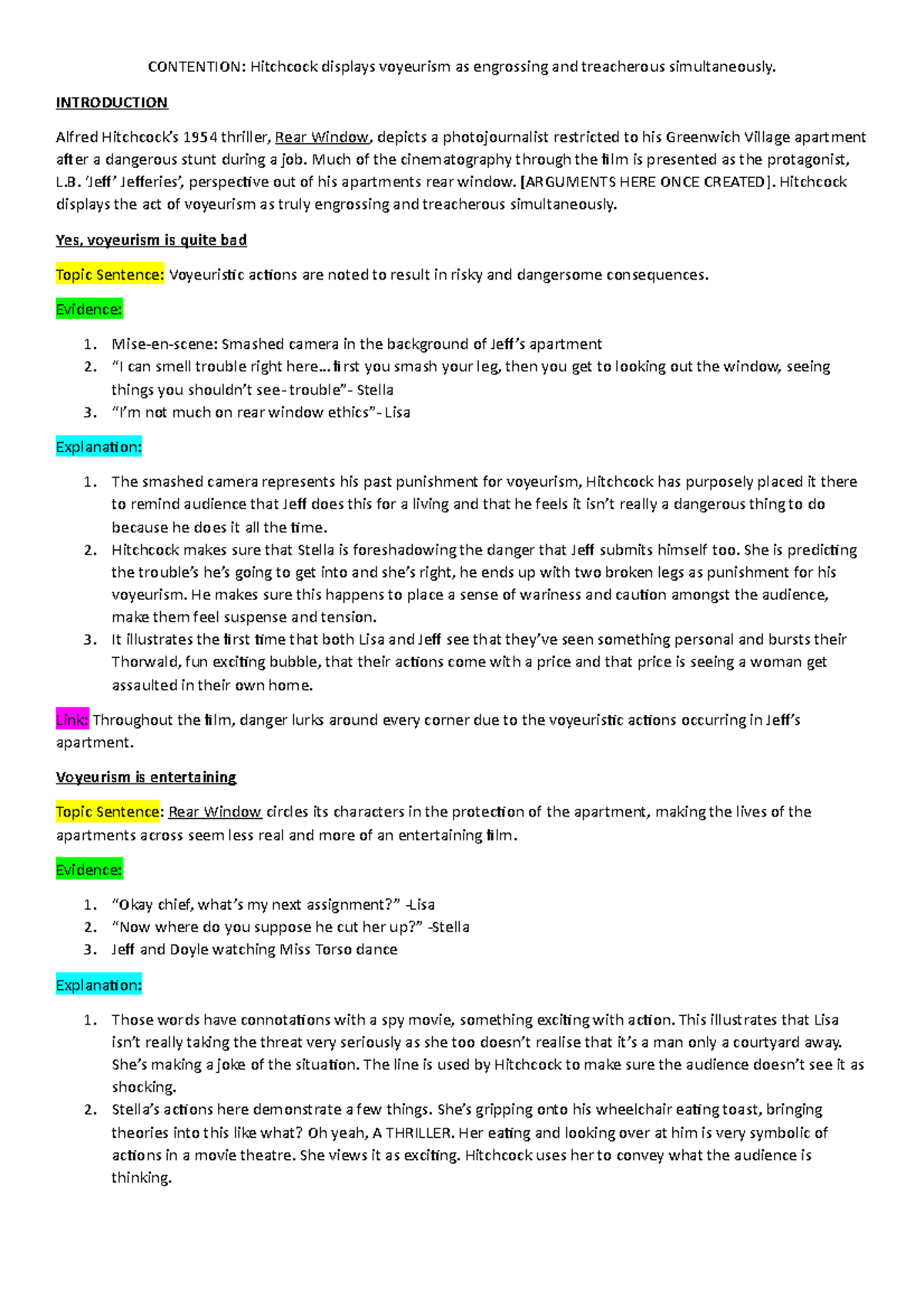 RW voy good and bad - rear window notes!!! film by alfred hitchcock ...