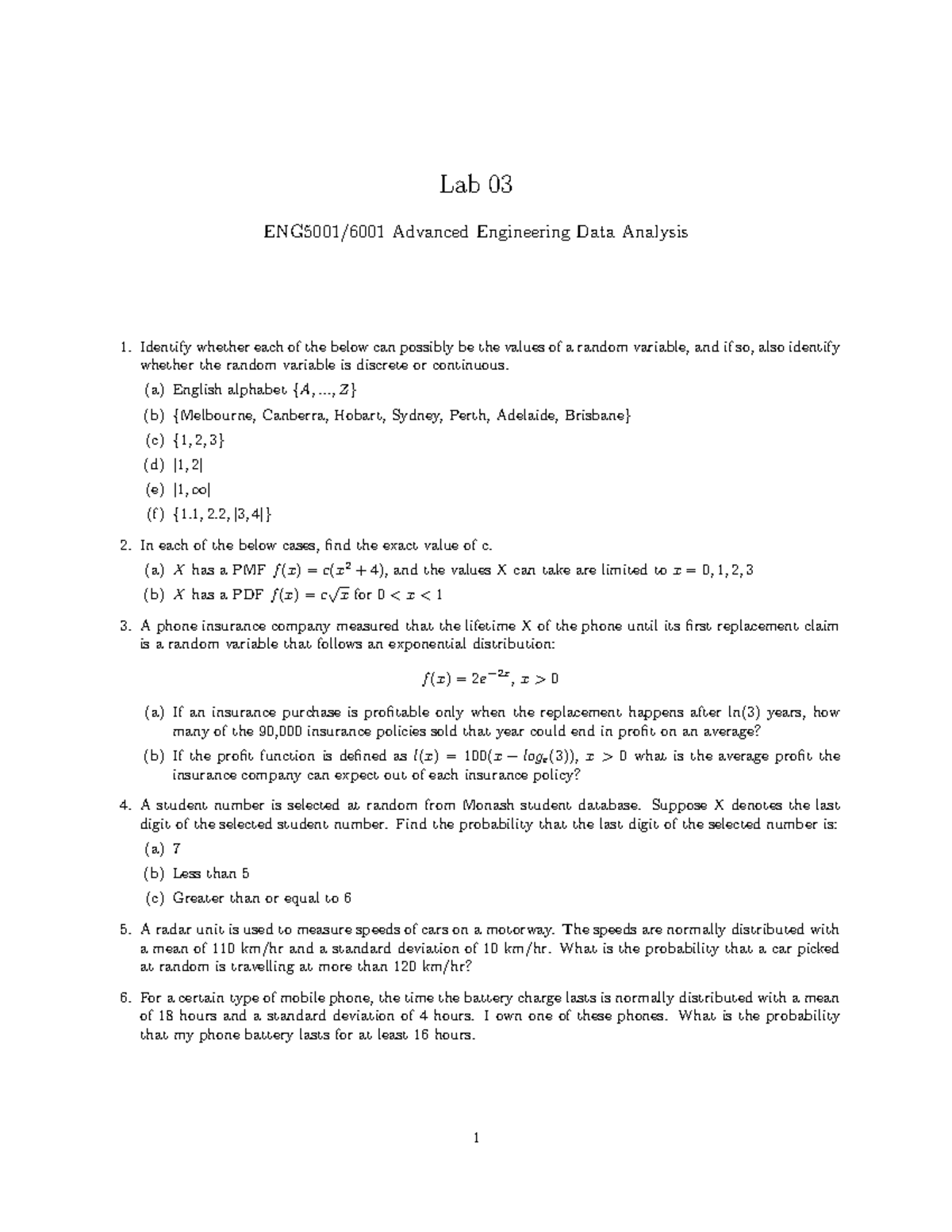 Lab 3 - this is a assignment - Lab 03 ENG5001/6001 Advanced Engineering Data Analysis Identify ...