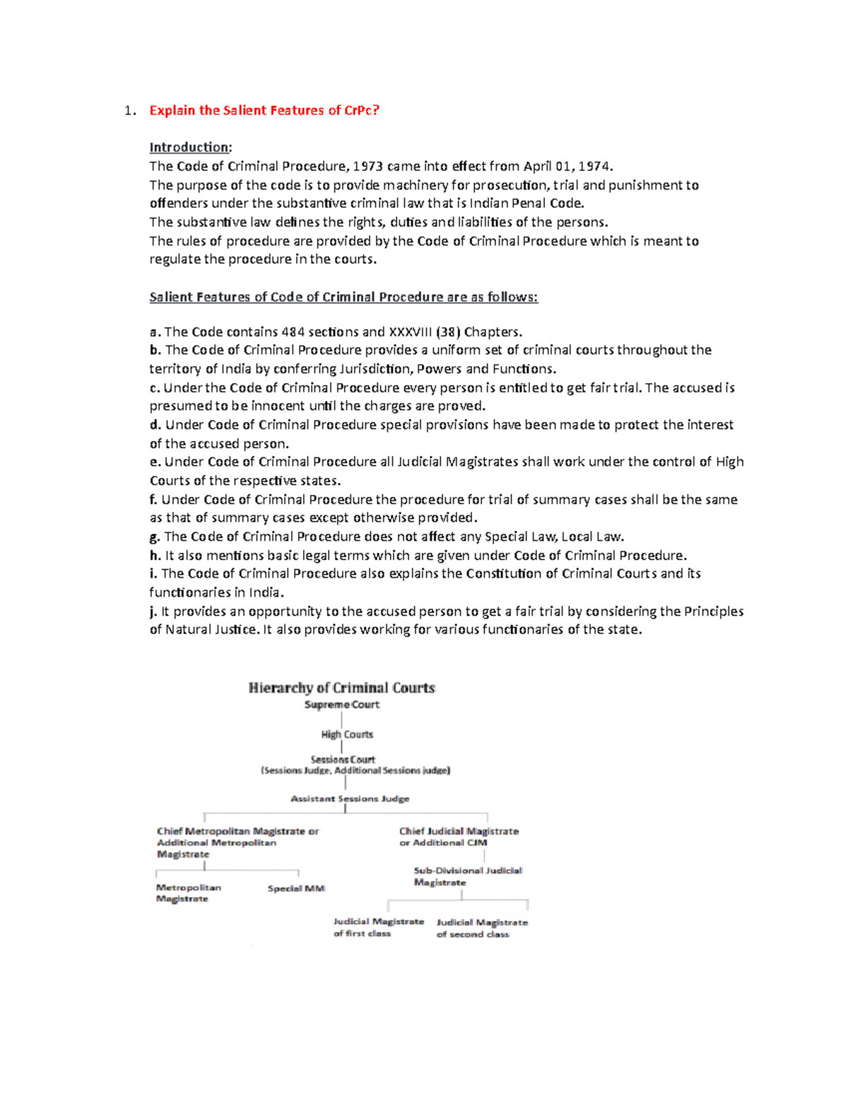 Crp C - Explain the Salient Features of CrPc? Introduction: The Code of ...