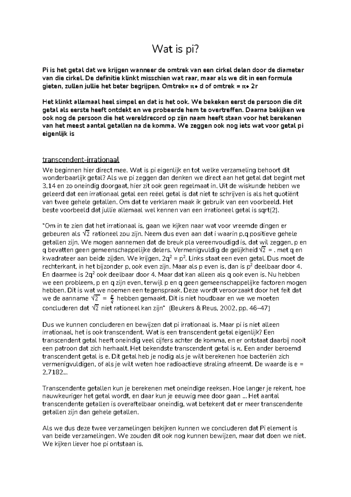 Abstract: het getal pi - W5t is pi? **Pi is het ĺetal dat ǐe krijĺen ...