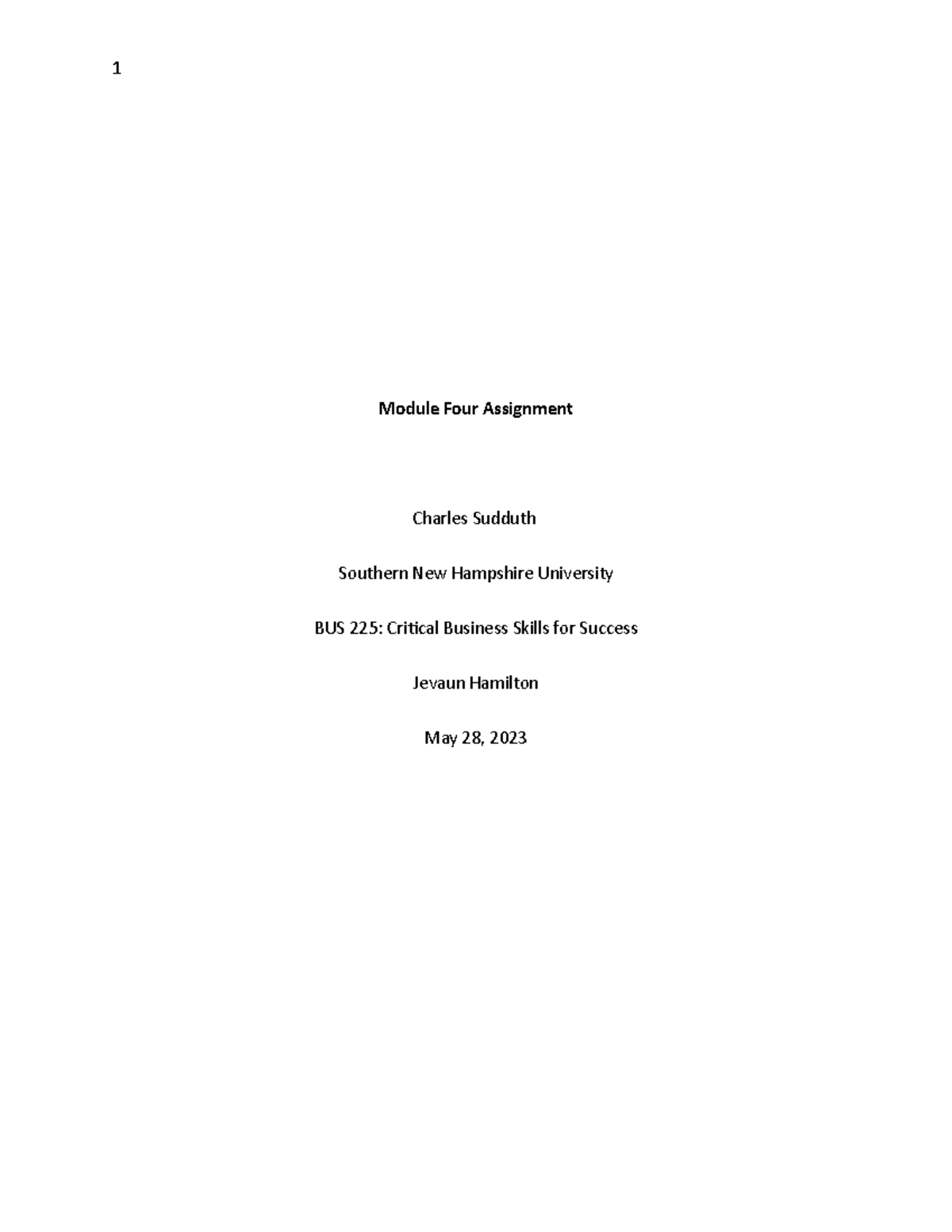 BUS225 Module Four Assignment - Module Four Assignment Charles Sudduth ...