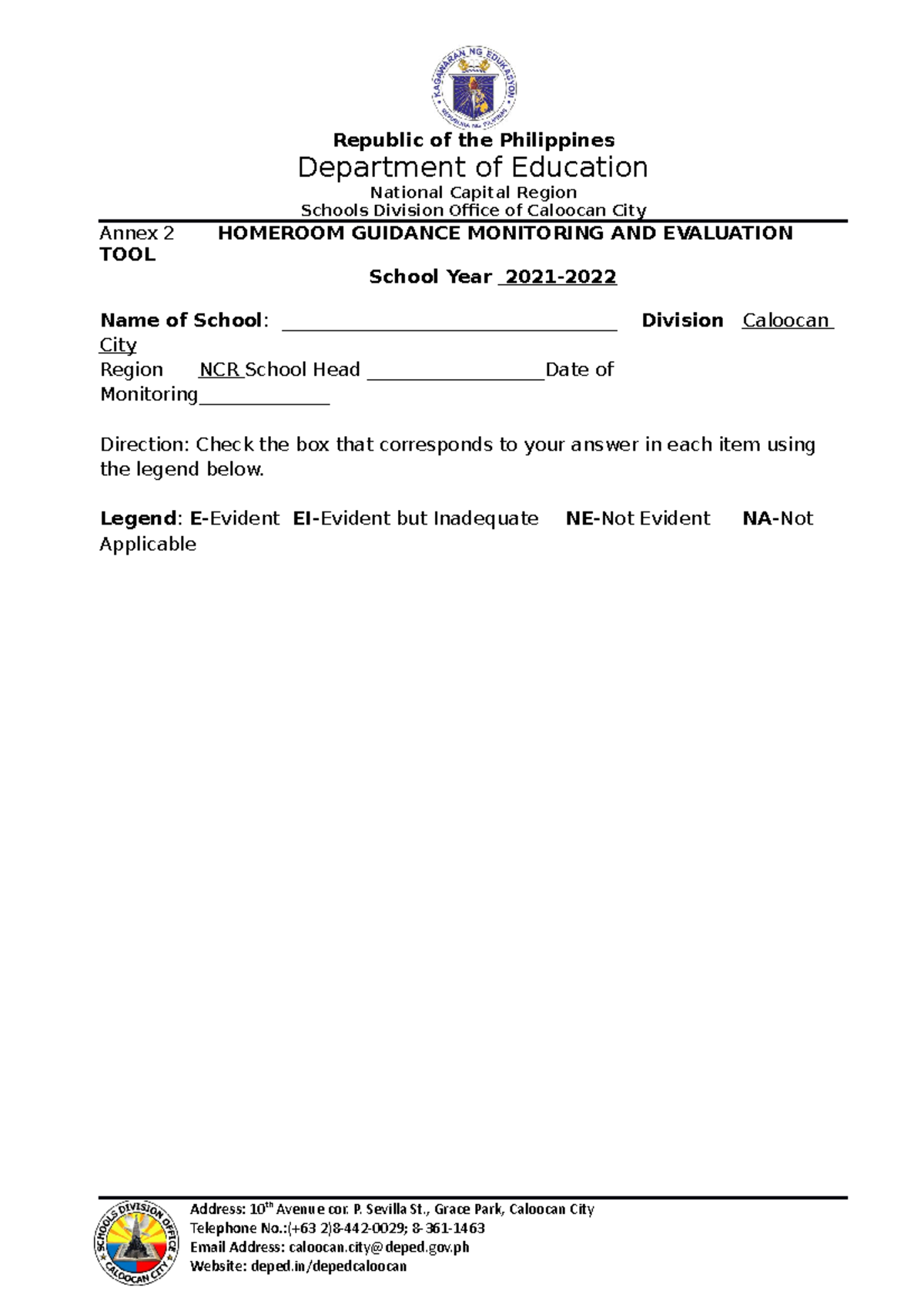 HGP-Assessment-Tool - esp - Republic of the Philippines Department of ...