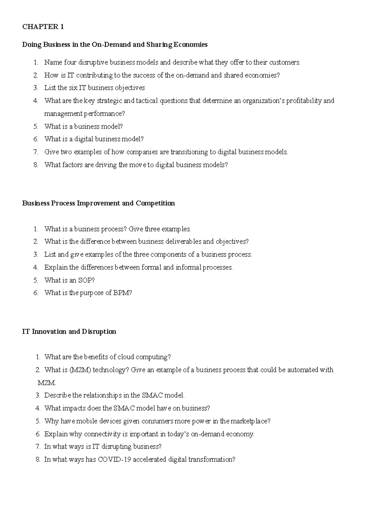 Chapter 1 - tutorial - CHAPTER 1 Doing Business in the On-Demand and Sharing Economies 1. Name ...