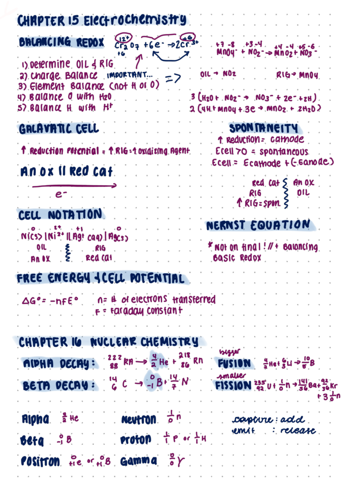ACS Final Study Chapter 15 Electrochemistry and 16 Nuclear Chemistry ...