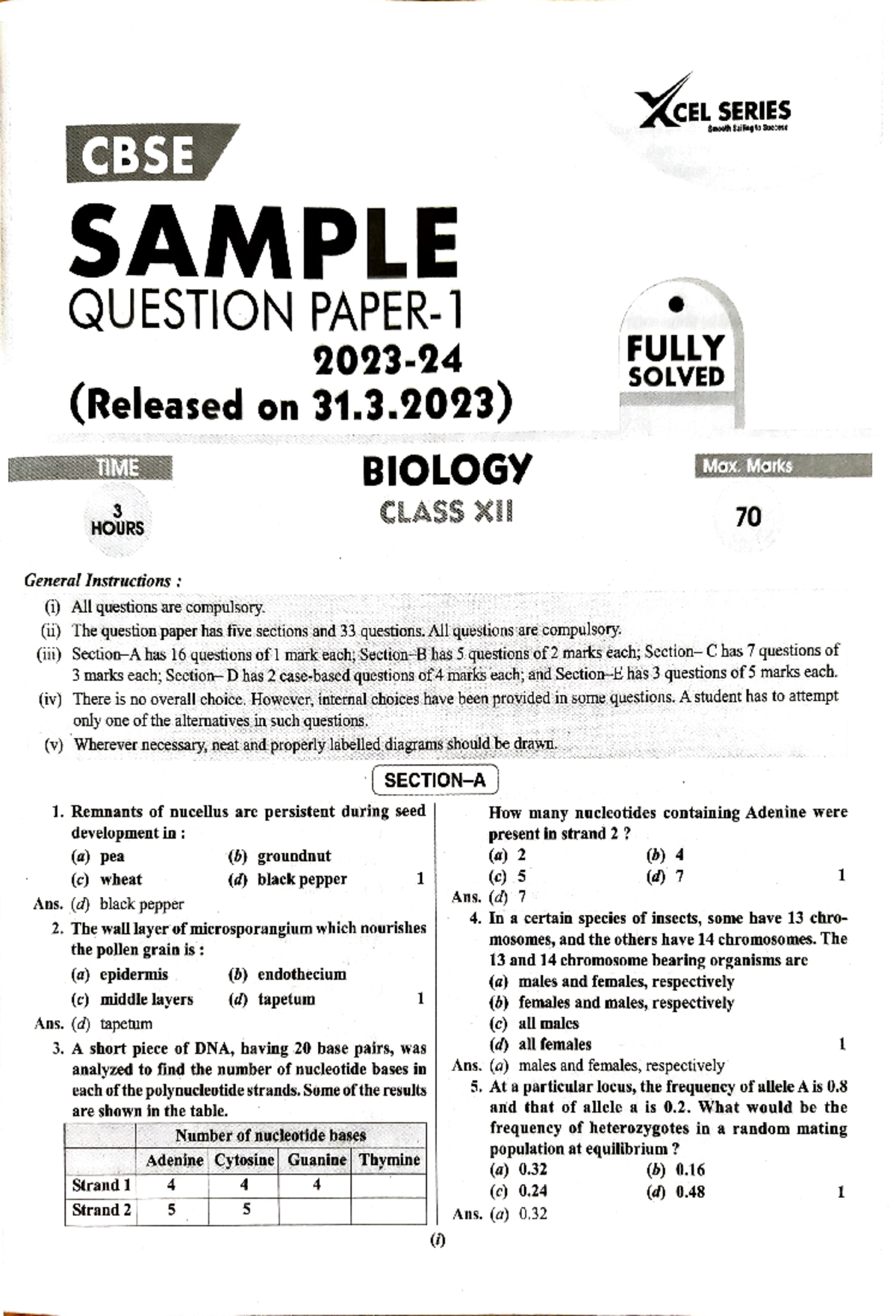 Sample Paper 1 - Best - CBSE SAMPLE QUESTION PAPER- 2023- (Released on ...