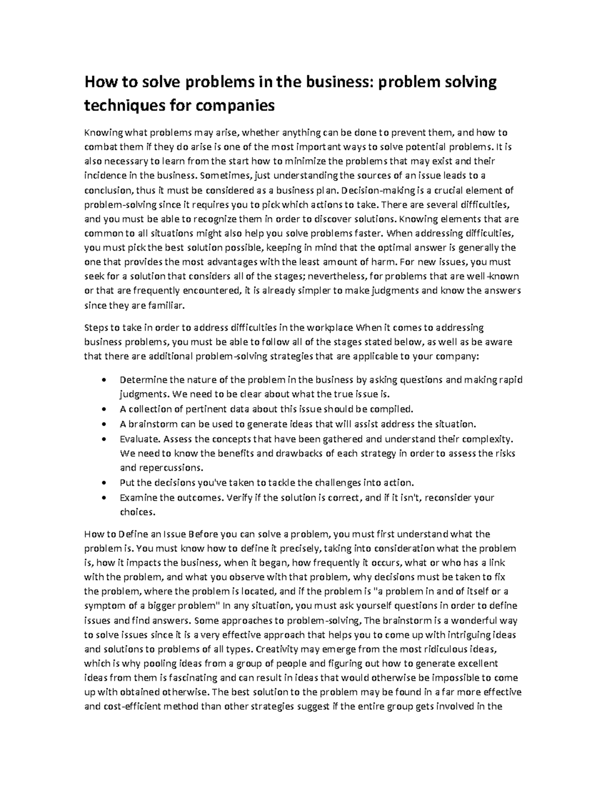 How to solve problems in the business - It is also necessary to learn ...