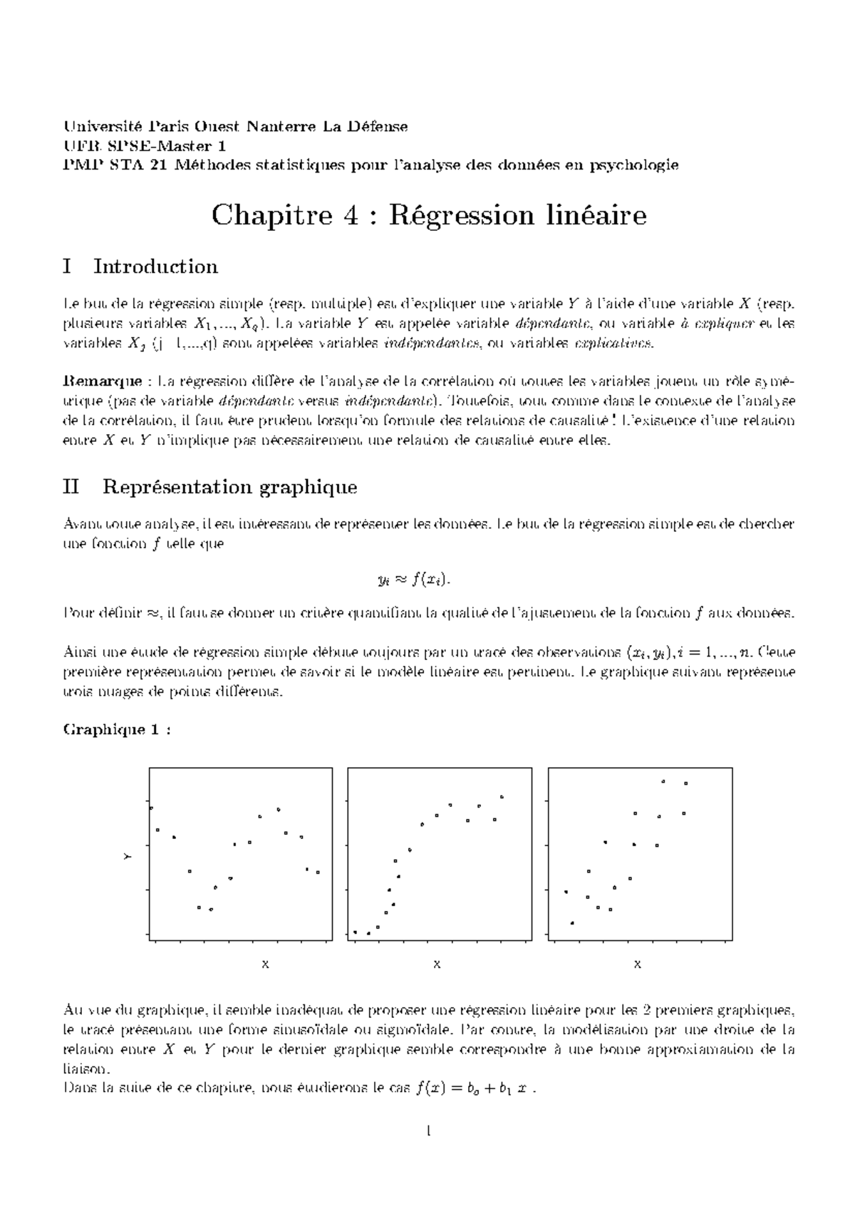 Chap3 - Regression Lineaire - Université Paris Ouest Nanterre La ...