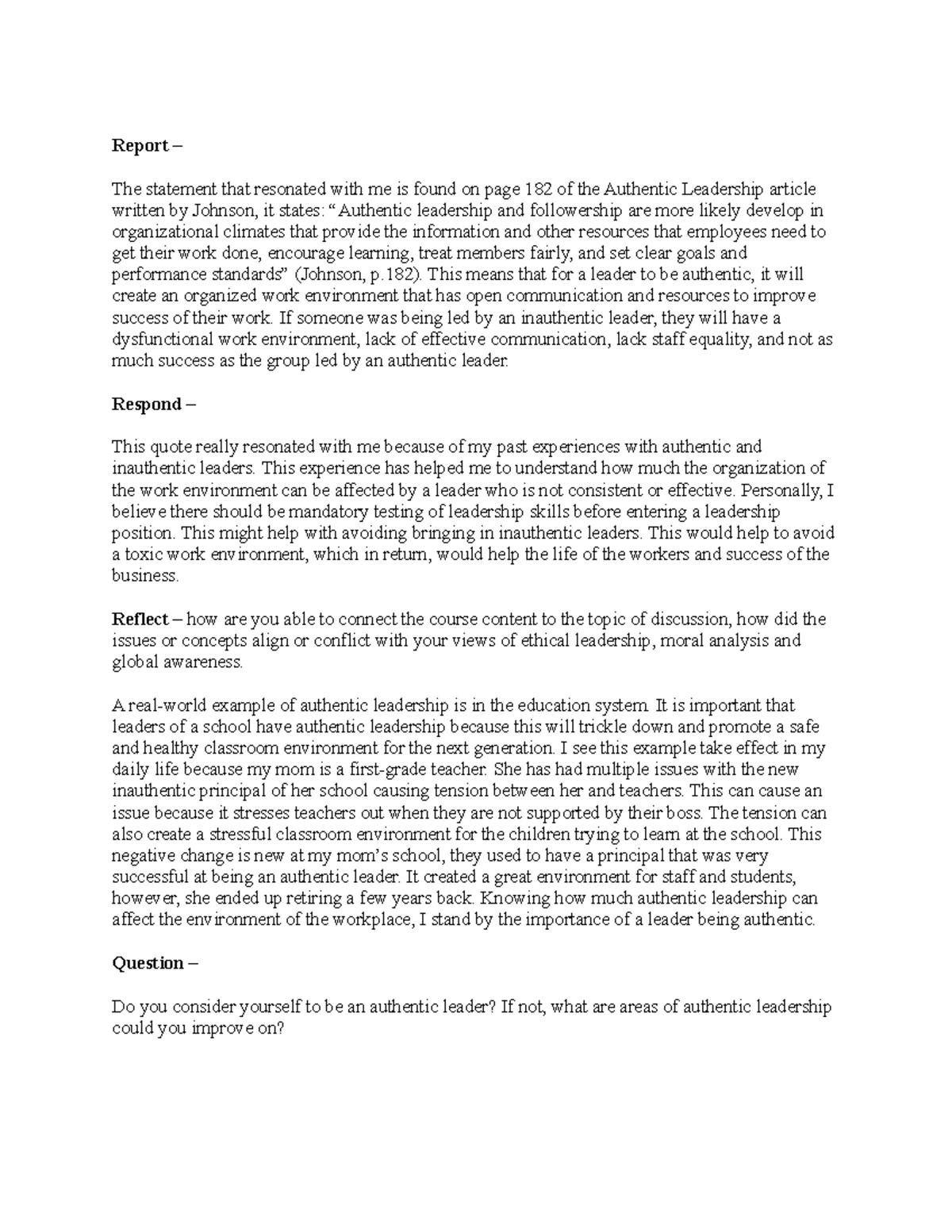 Module 6 Discussion Questions - Report – The statement that resonated ...