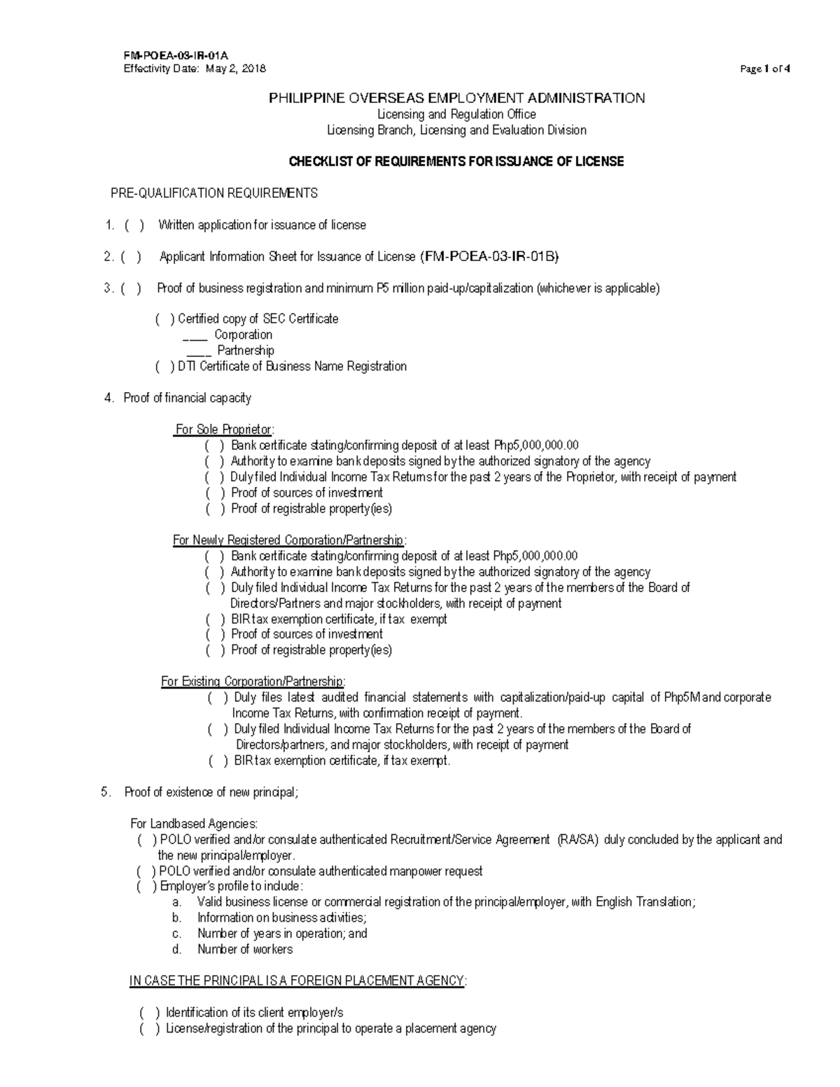 Requirements when applying for New License - Effectivity Date: May 2 ...