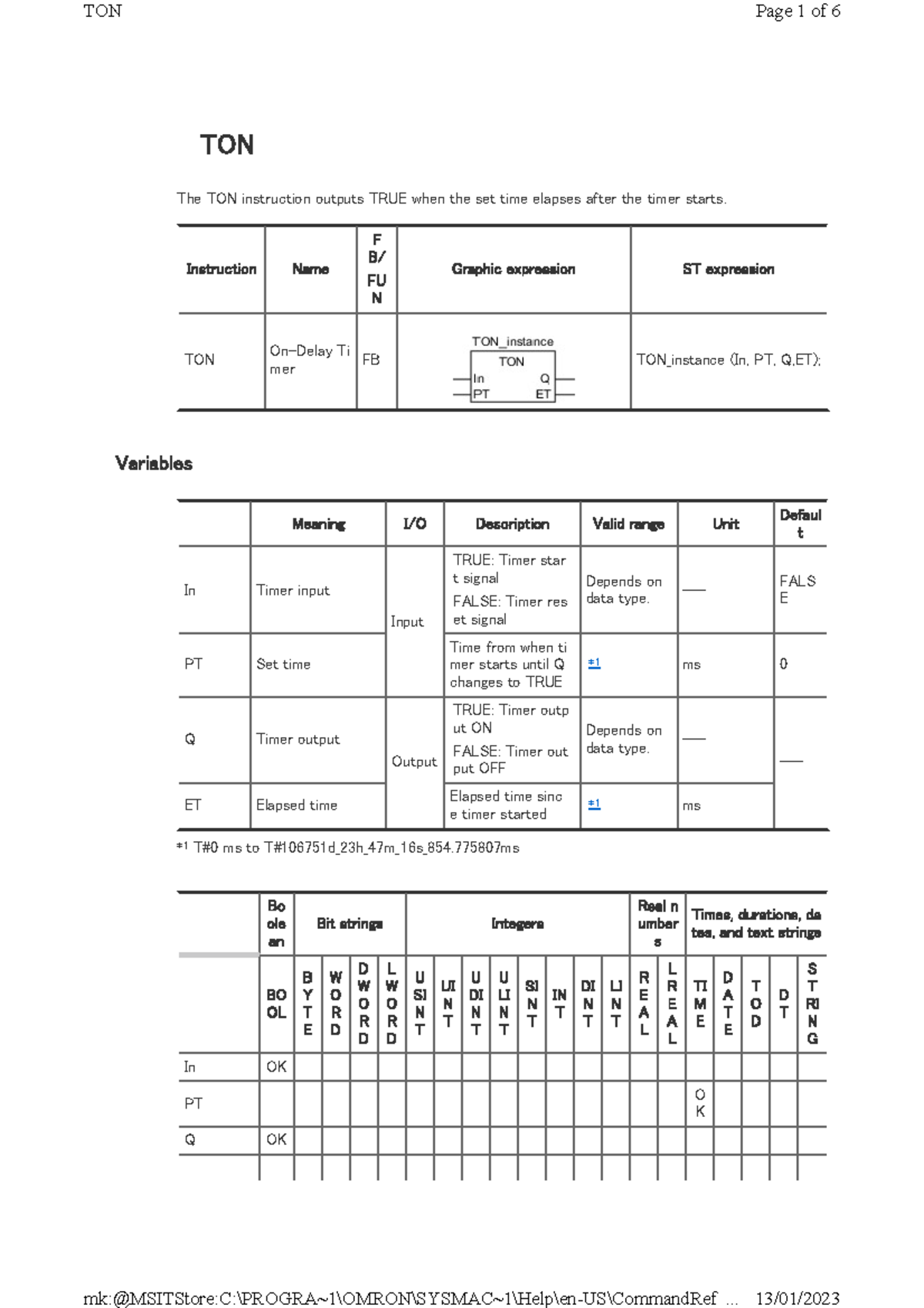 Ton Sysmac - TON The TON instruction outputs TRUE when the set time ...
