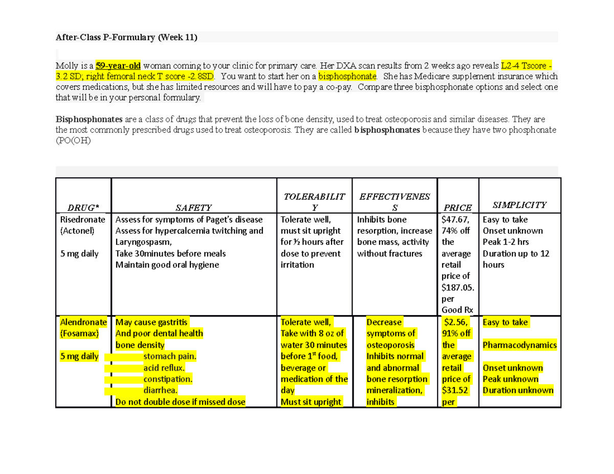 After class P week 11 - Pharmacology formulary - After-Class P ...