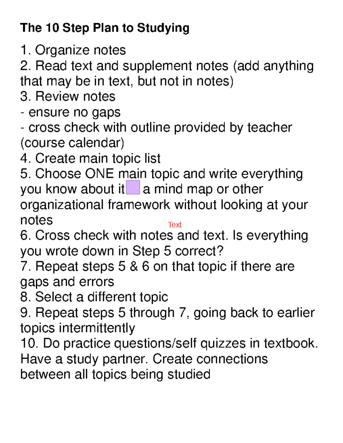 The 10 Step Plan to Studying - The 10 Step Plan to Studying Organize ...