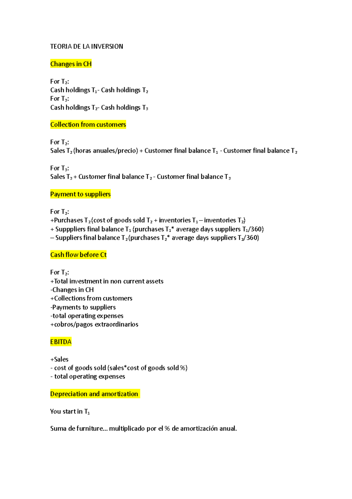 Formulas teoria de la inversion - TEORIA DE LA INVERSION Changes in CH ...
