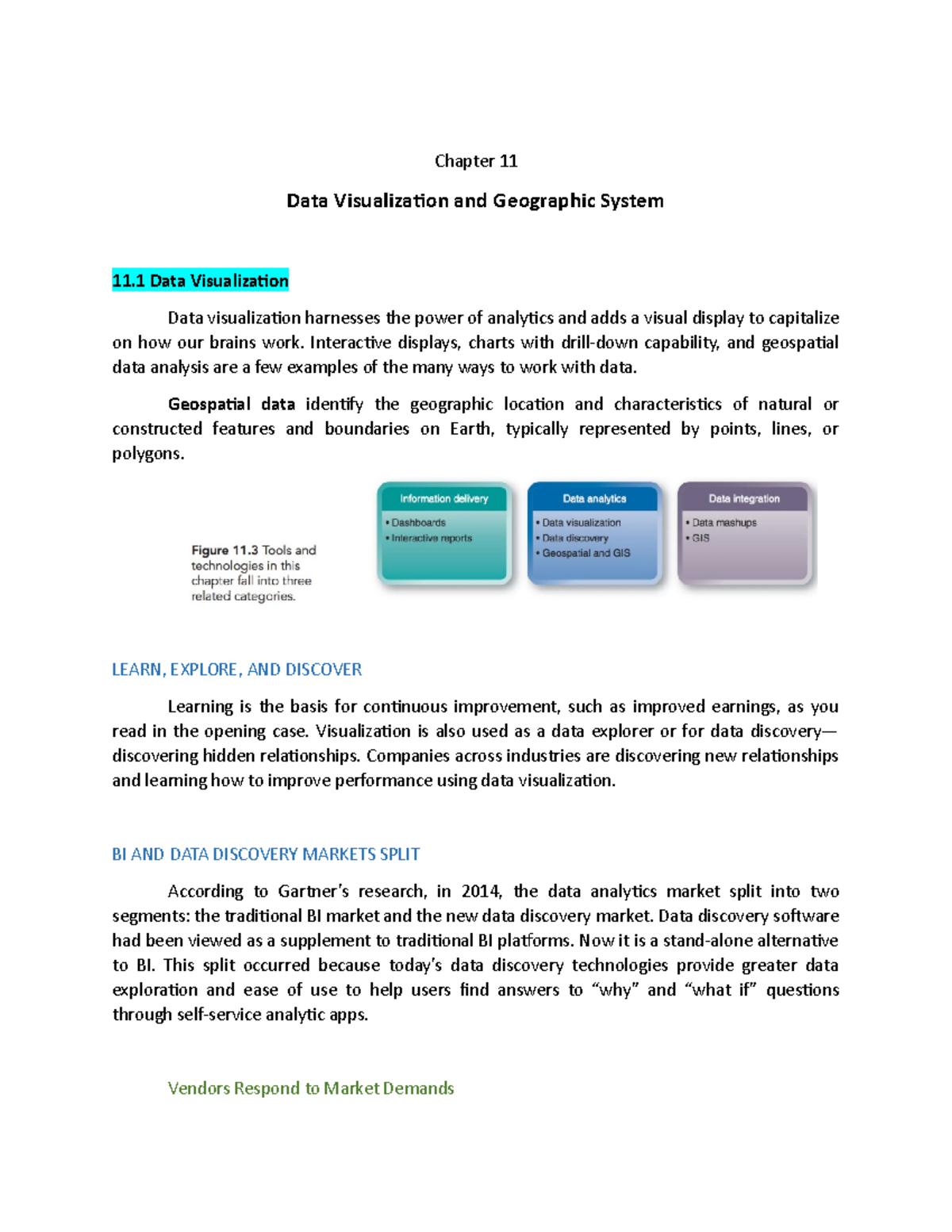 Management Information System ch 11 - Chapter 11 Data Visualization and ...