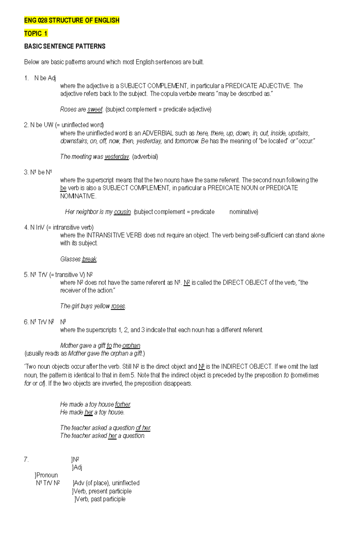 ENG 028 Structure OF English Handout - ENG 028 STRUCTURE OF ENGLISH ...