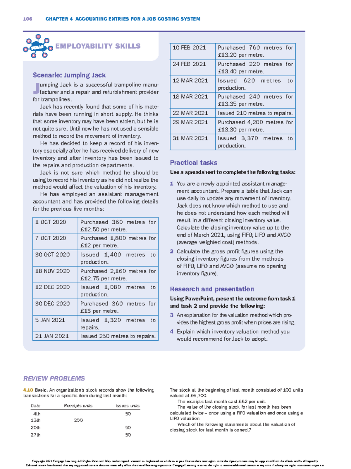 Cost Accounting - 106 CHAPTER 4 ACCOUNTING ENTRIES FOR A JOB COSTING SYSTEM REVIEW PROBLEMS 4 ...