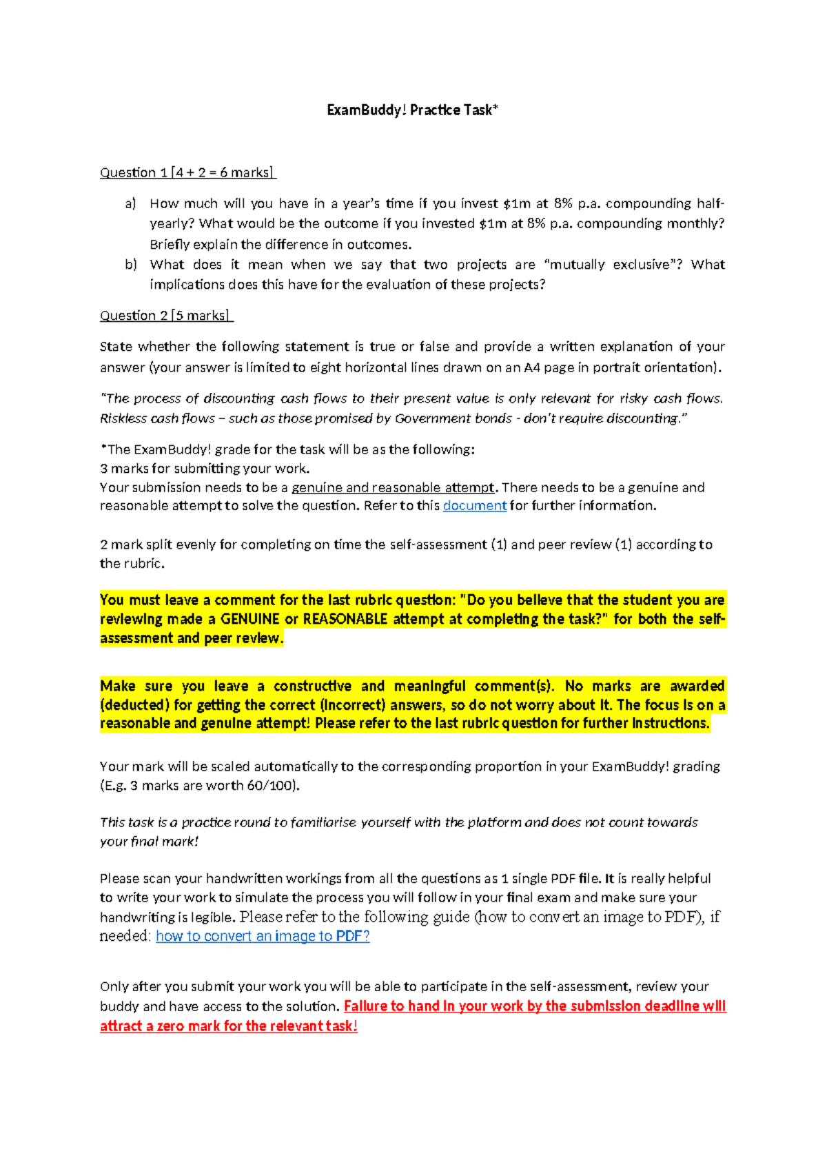 Exam Buddy practice task Final - ExamBuddy! Practice Task* Question 1 ...