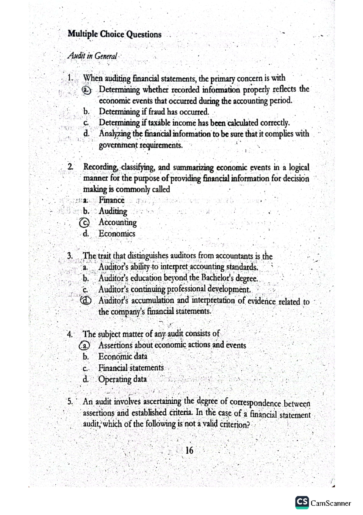Chapter 1 MCQ - auditing - Accounting - Studocu