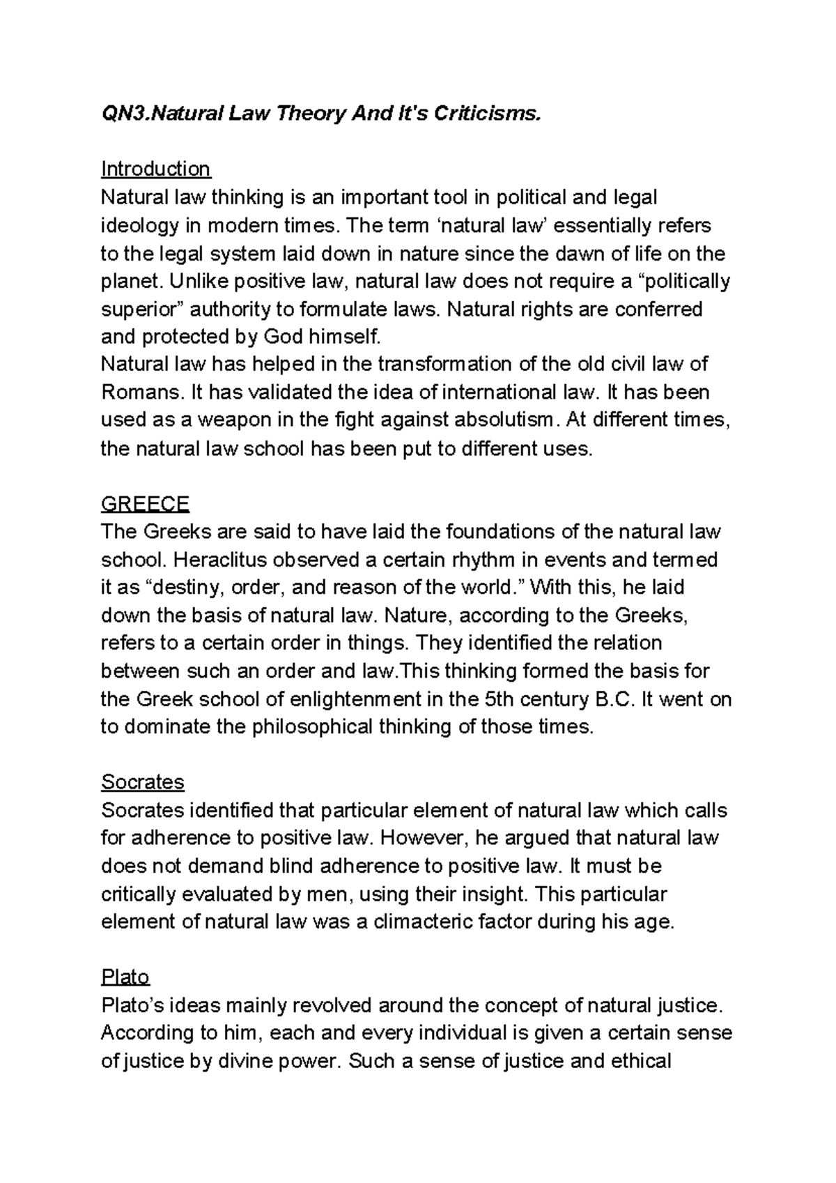 @3. Natural LAW Theory - QN3 Law Theory And It's Criticisms ...