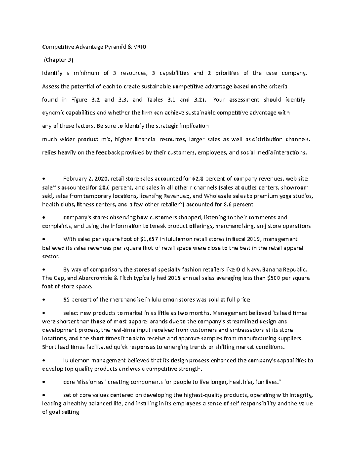 Rough notes- Chapter 3 - Competitive Advantage Pyramid & VRIO (Chapter ...