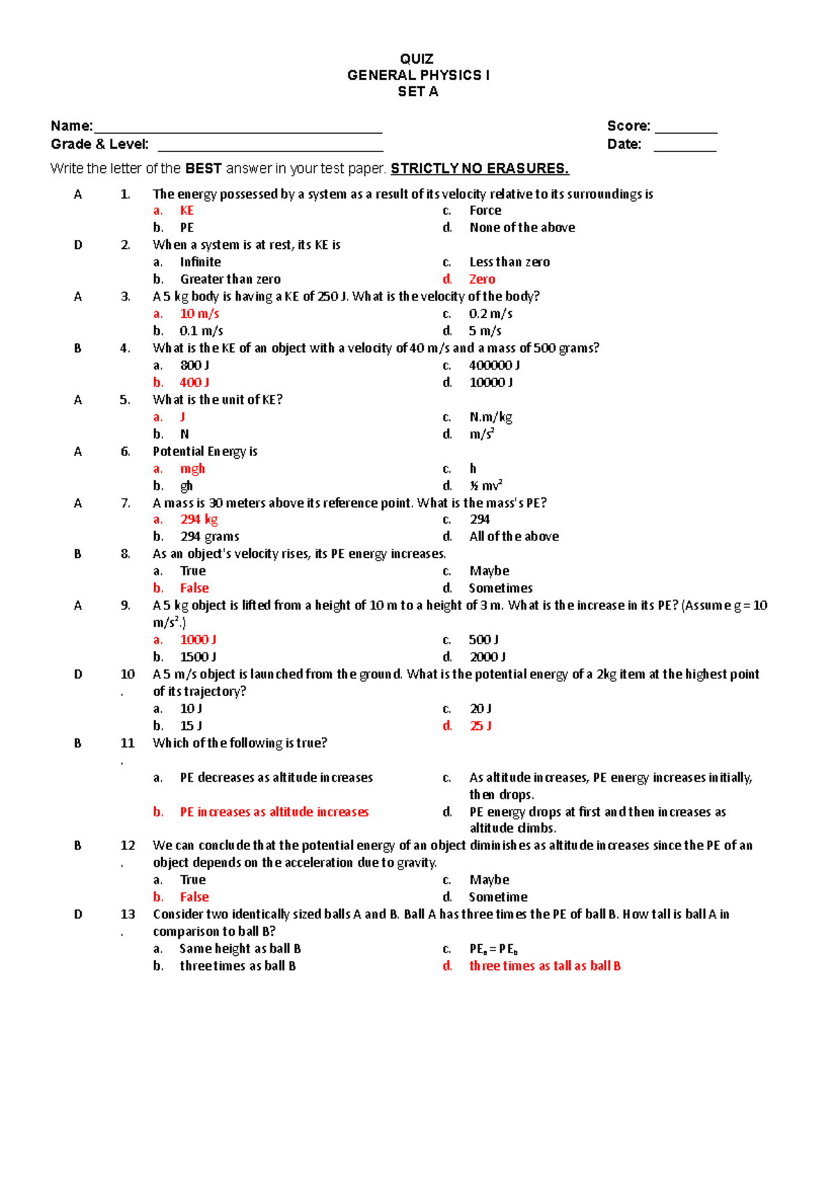 KE-PE-quiz - If you're having a quiz in Physics about KE and PE, this ...