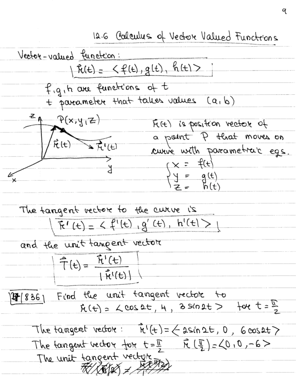 Lecture notes, lectures 29-41 - 9 12 Calculus of Vector Valued ...