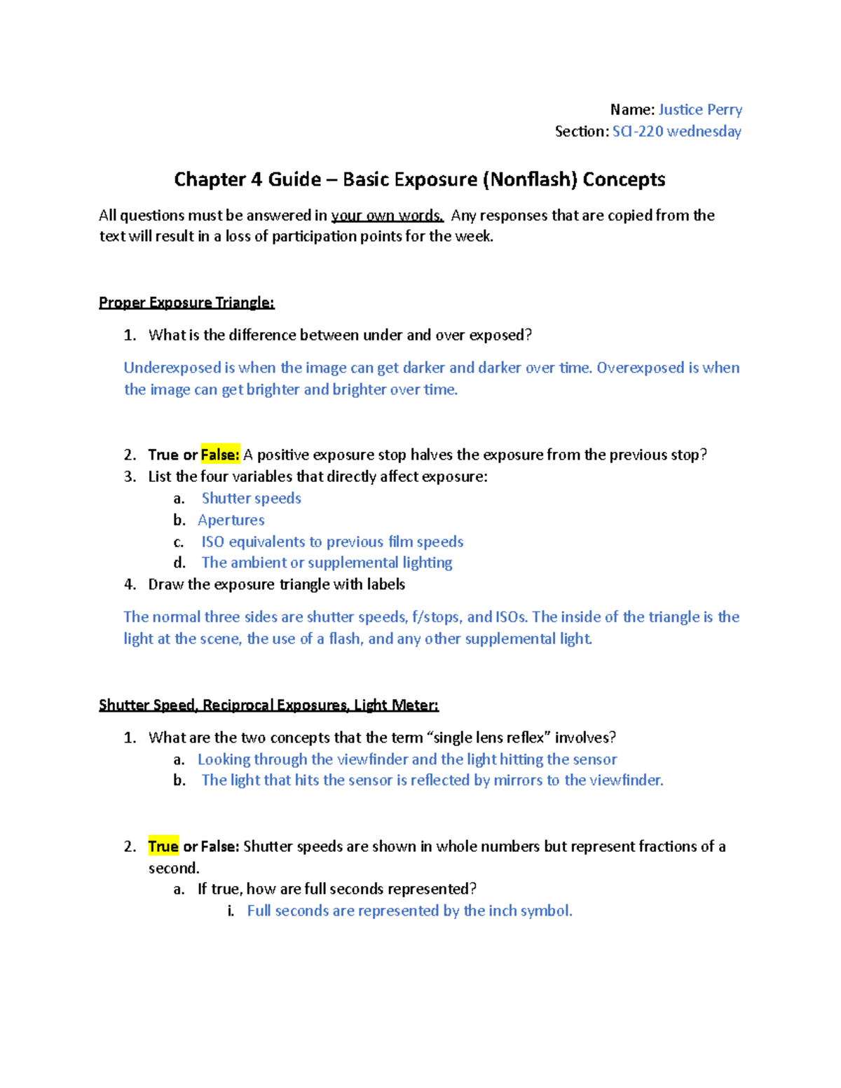 Chapter 4 Guide - Name: Justice Perry Section: SCI-220 wednesday ...