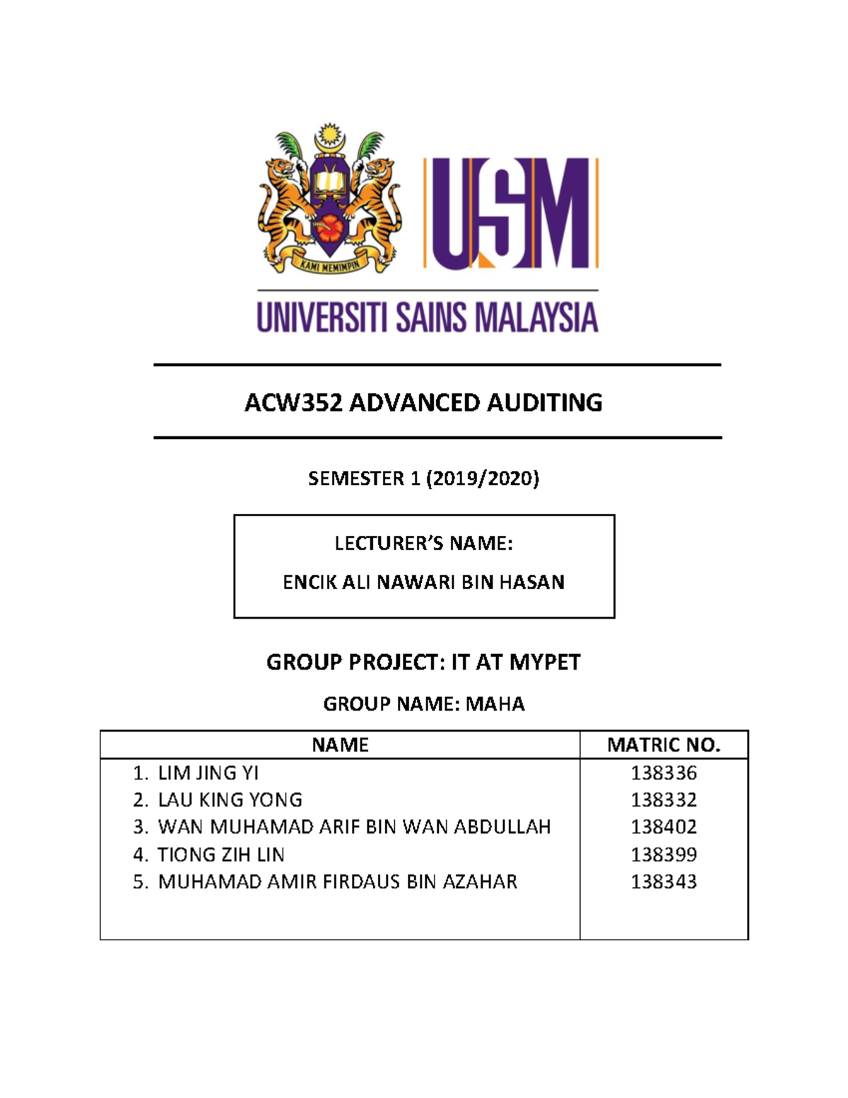 Audit Assignment (full) - Warning: TT: undefined function: 32 Warning: TT: undefined function ...