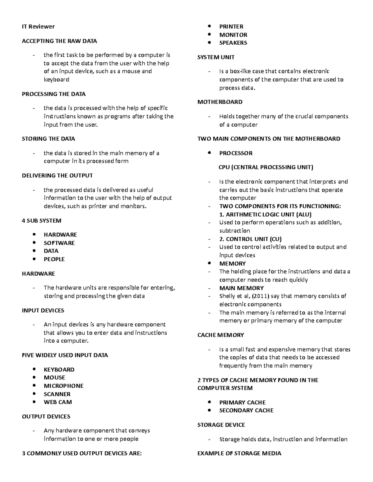 IT Reviewer - IT Reviewer ACCEPTING THE RAW DATA - the first task to be ...