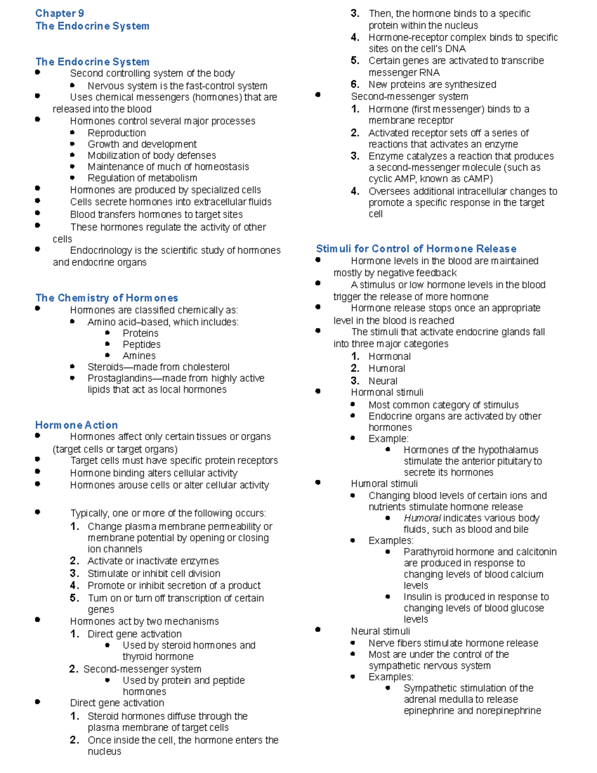 CHAP9 Endocrine System - Chapter 9 The Endocrine System The Endocrine ...