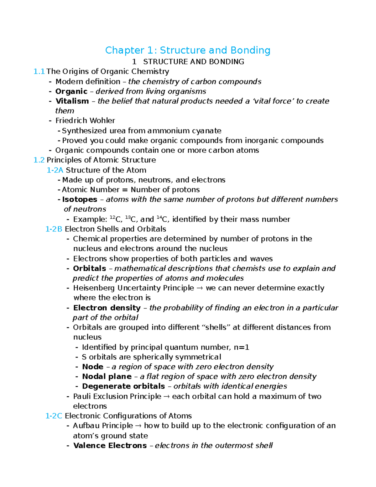 Chapter 1 Book - Chapter 1: Structure and Bonding 1 STRUCTURE AND ...