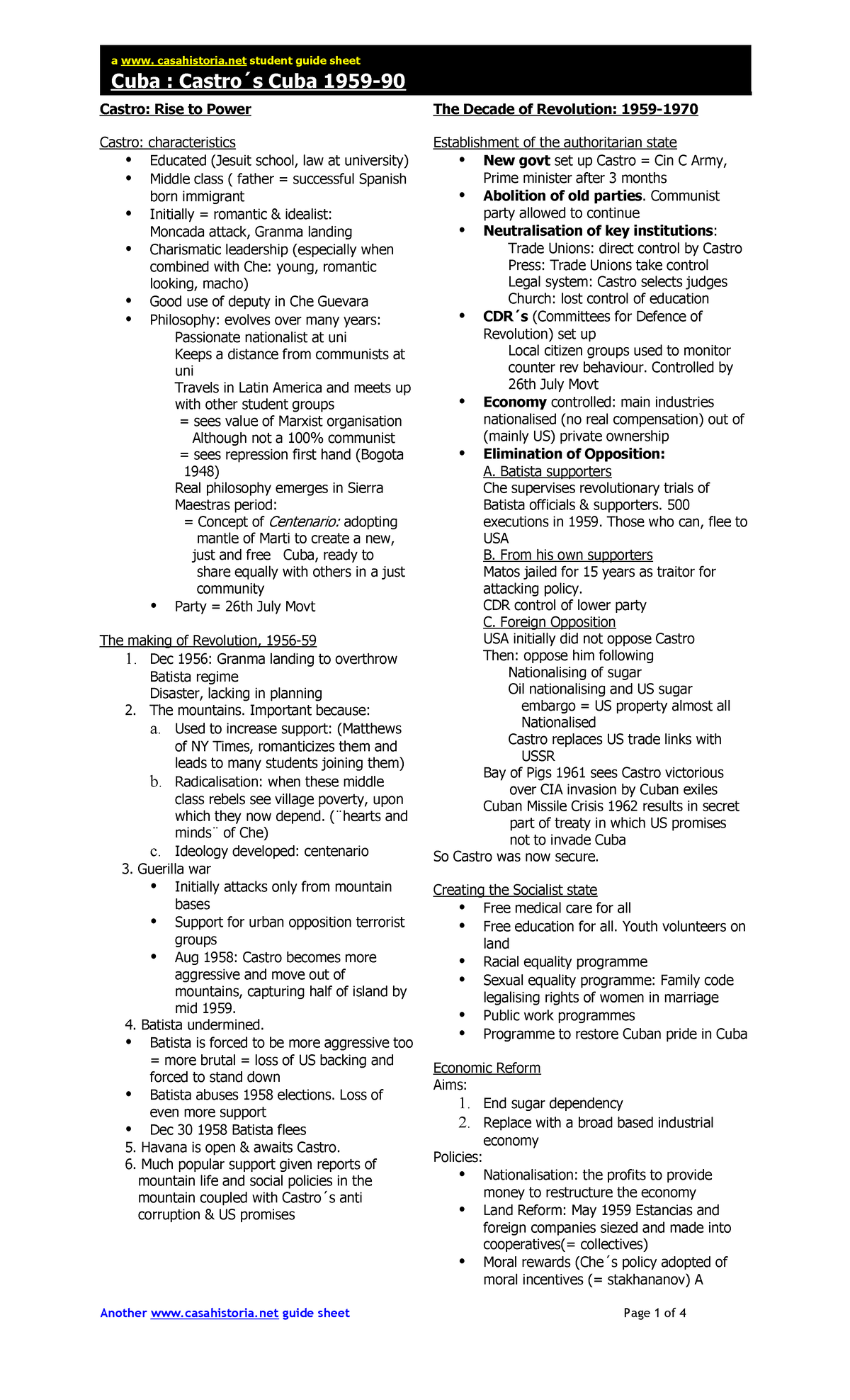 Castro-2019 59-1990 - Catro notes - Castro: Rise to Power Castro ...