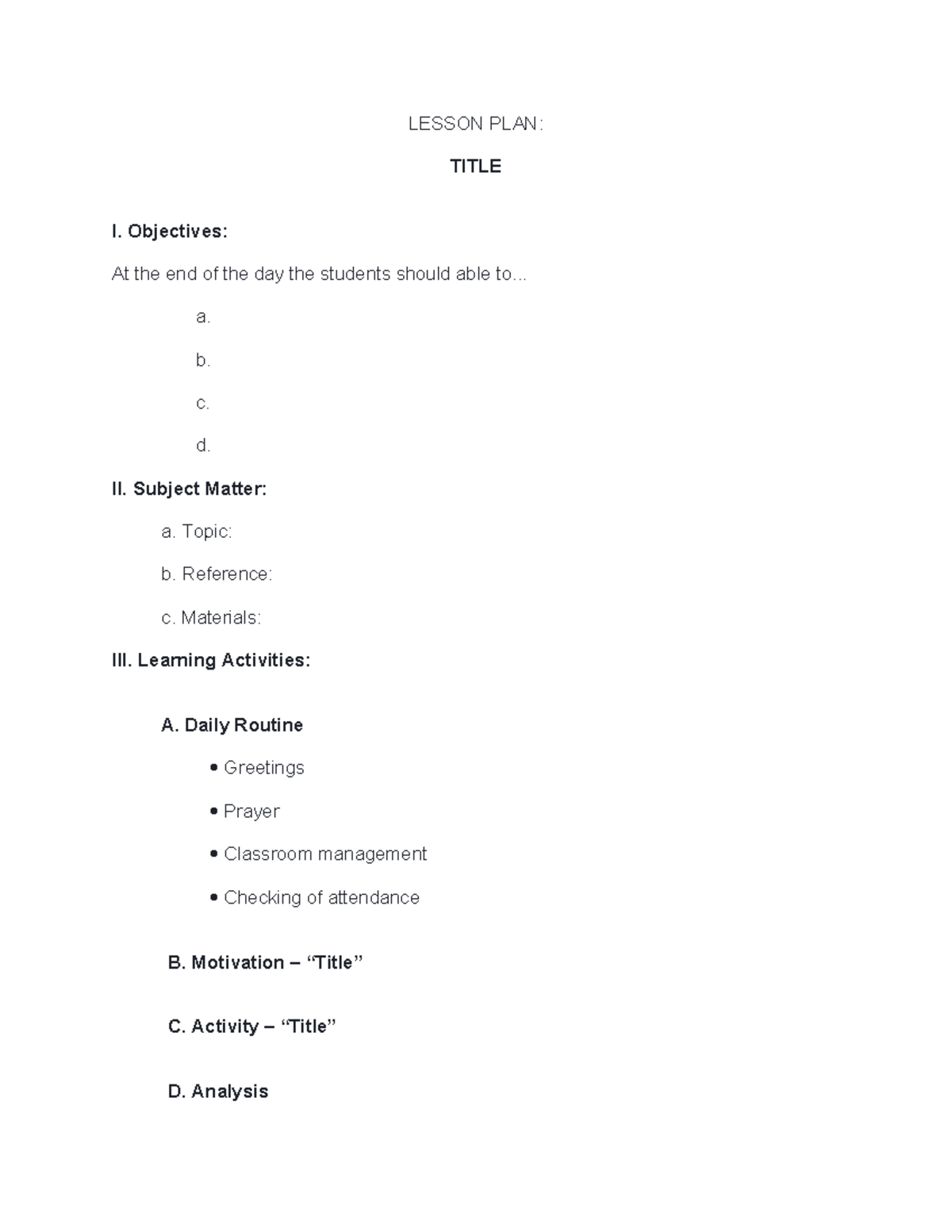 Lesson-PLAN- Format-4AS - Bachelor in Secondary Education - LESSON PLAN ...